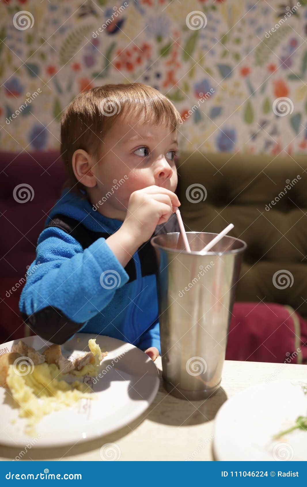 Boy drinking milkshake stock photo. Image of freshness - 111046224