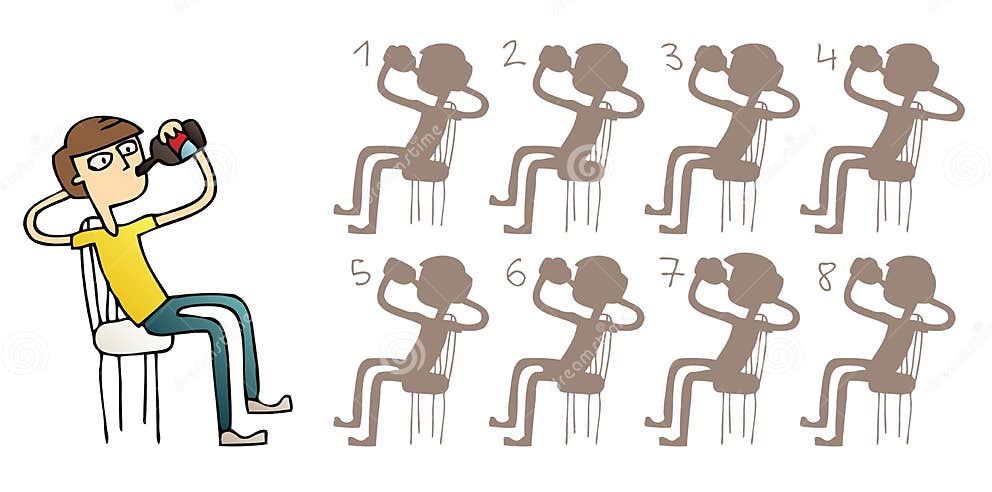 Boy Drinking Shadows Visual Game Stock Vector - Illustration of cute ...