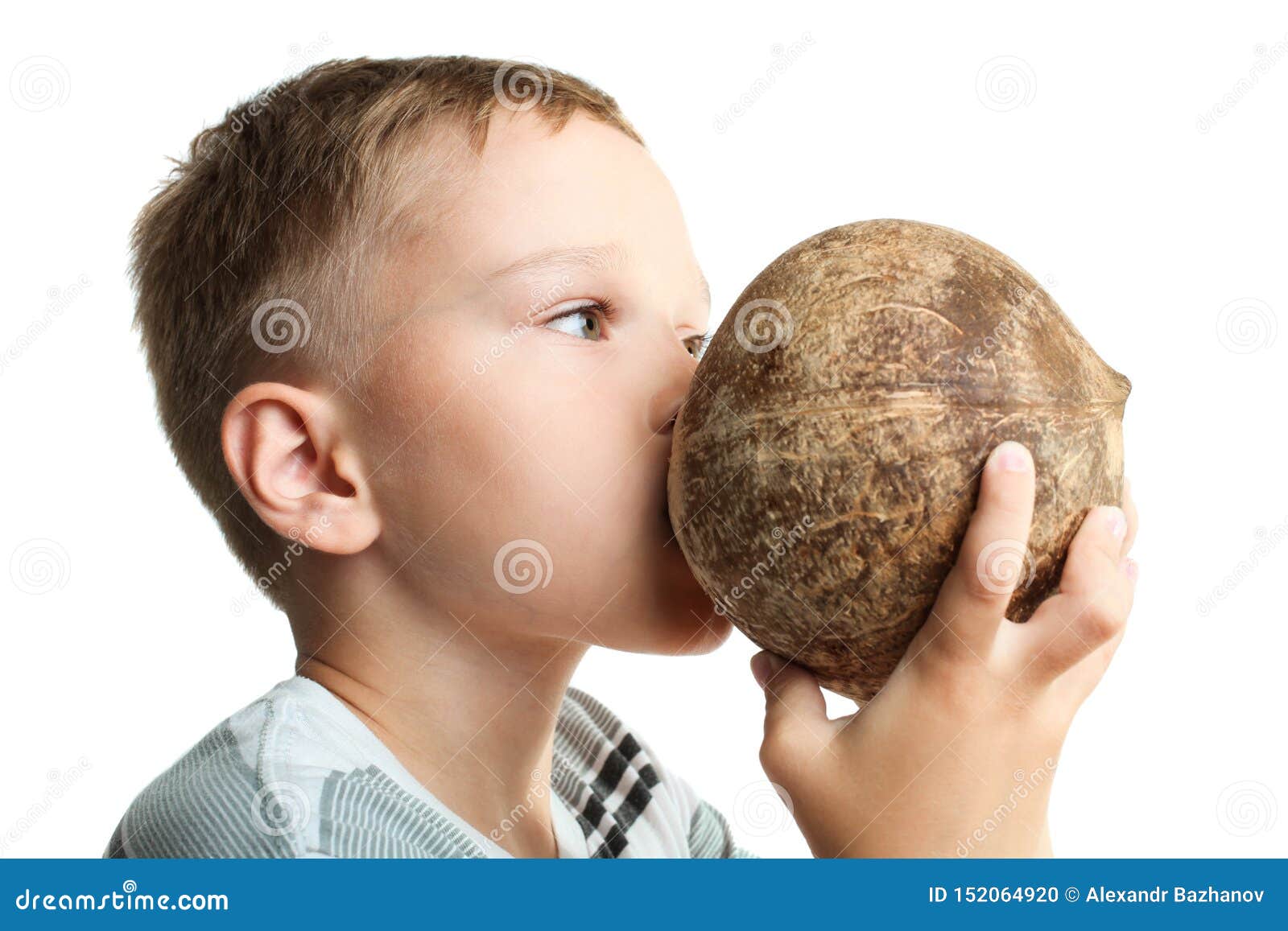 Boy drinks coconut water stock photo. Image of fresh - 152064920