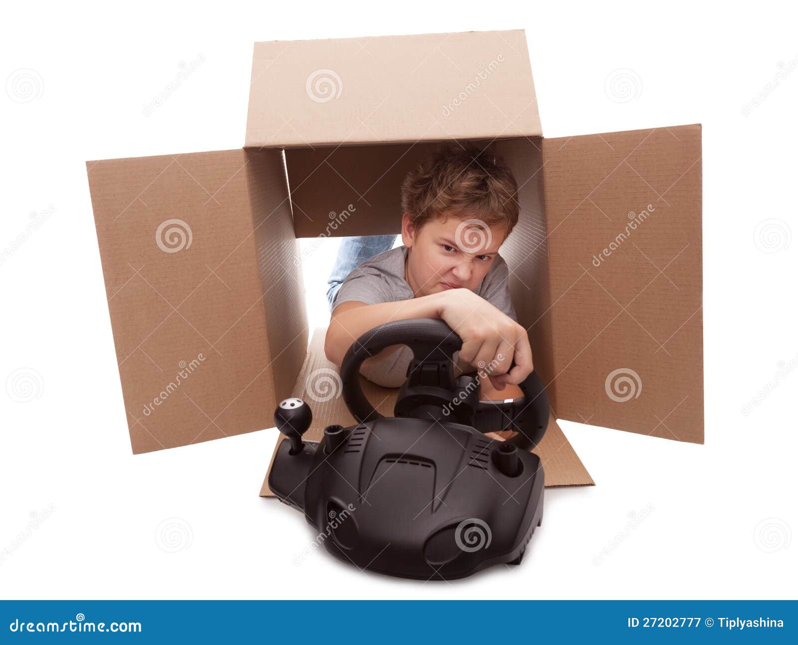 Boy-driver of a Cardboard Box Stock Image - Image of facial, dream ...