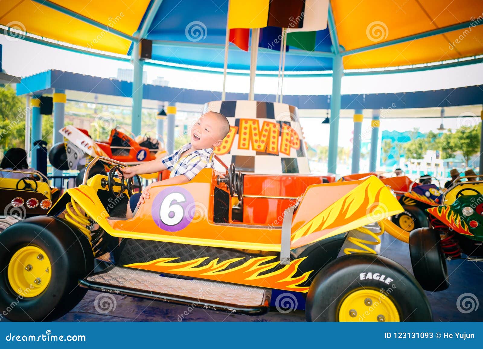 Boy Driving Car in Amusemant Park Stock Image - Image of asia, child ...