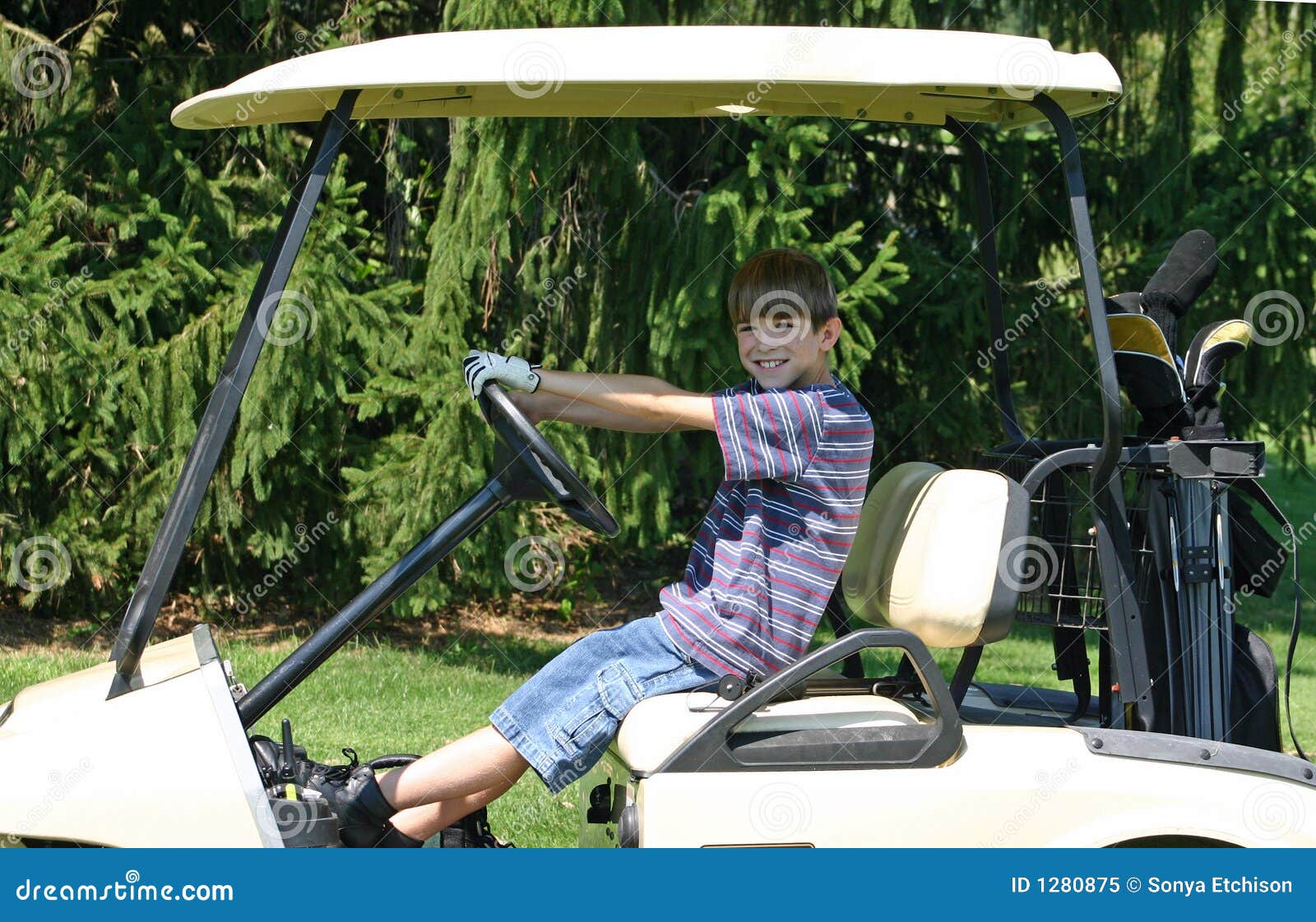 Boy Driving Cart stock image. Image of children, chip - 1280875