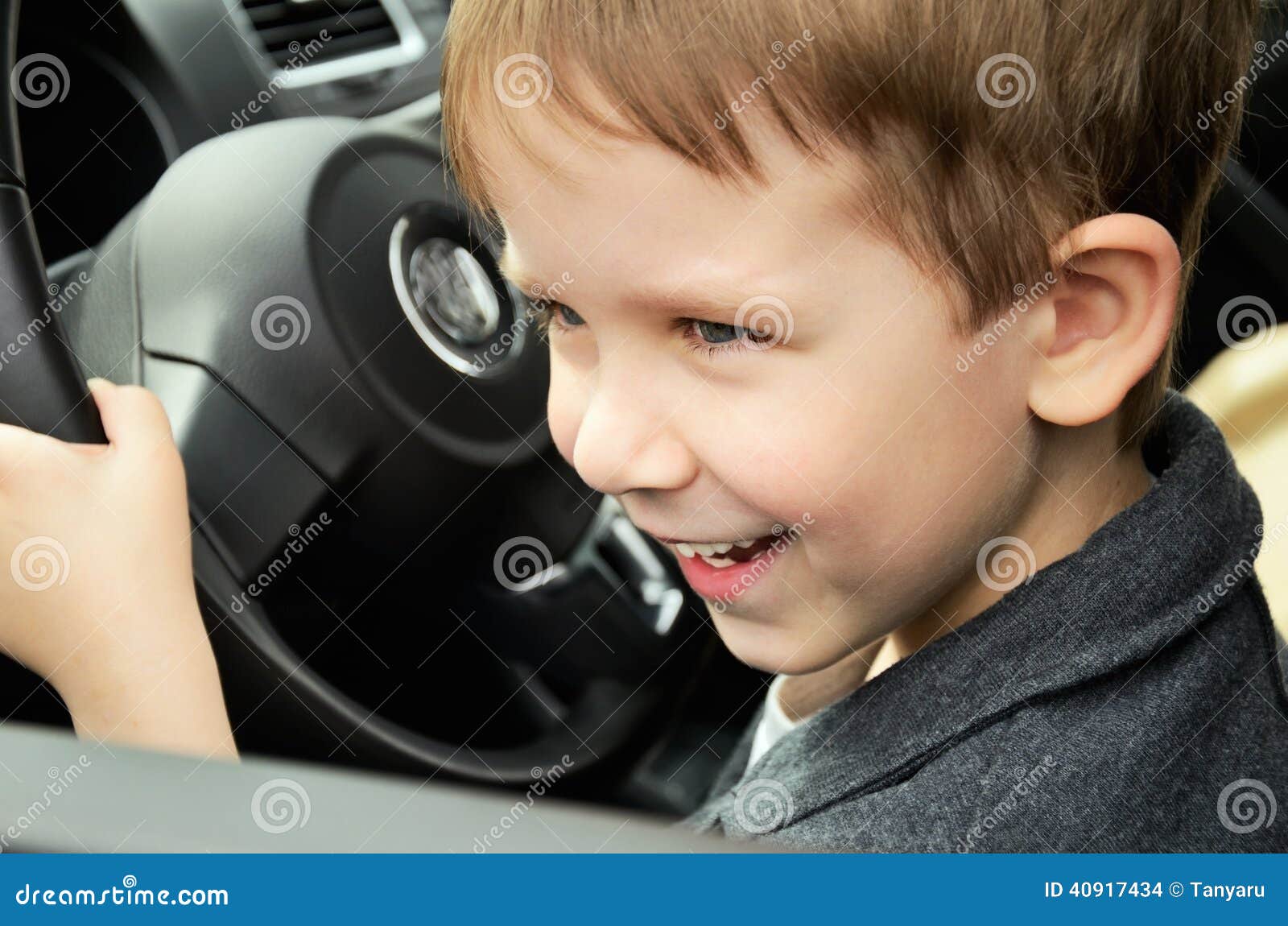 Boy Driving Horizontal Closeup Stock Photo - Image of face, emotions ...