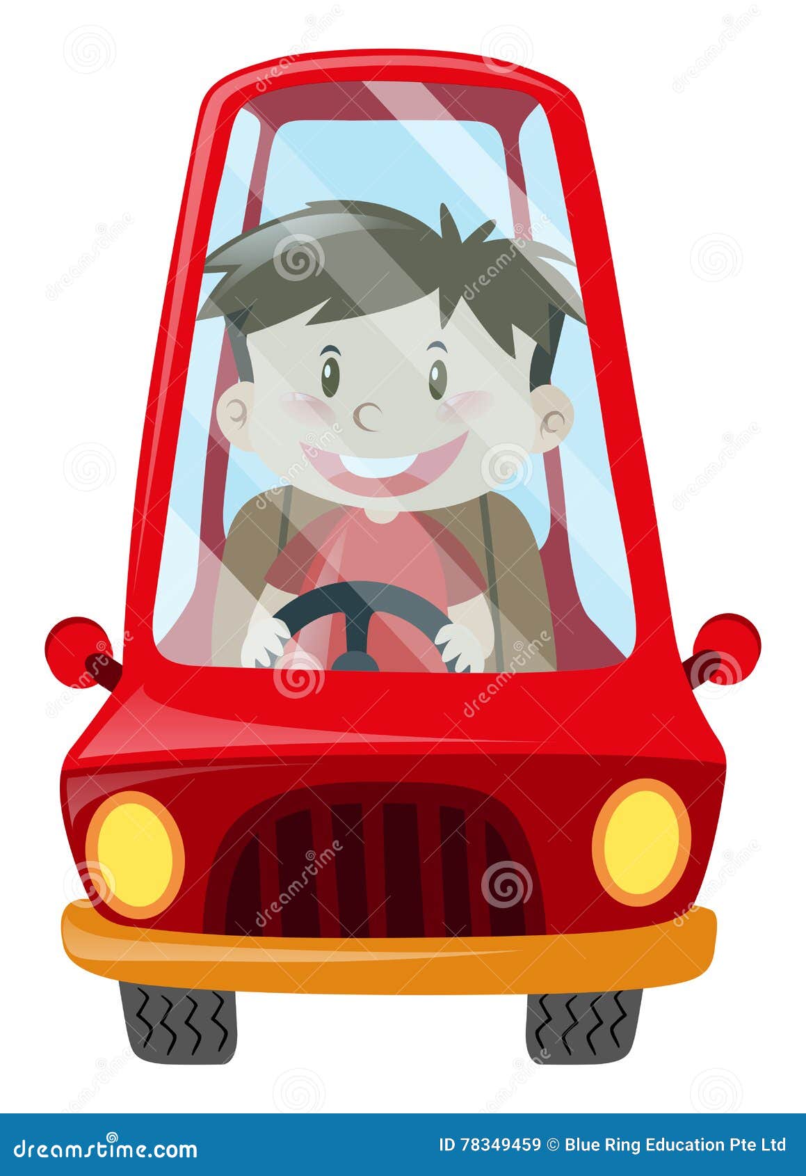 Boy driving red car stock vector. Illustration of driving - 78349459