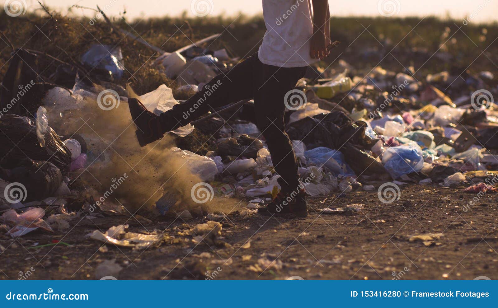 Boy in dump stock photo. Image of bored, anger, field - 153416280
