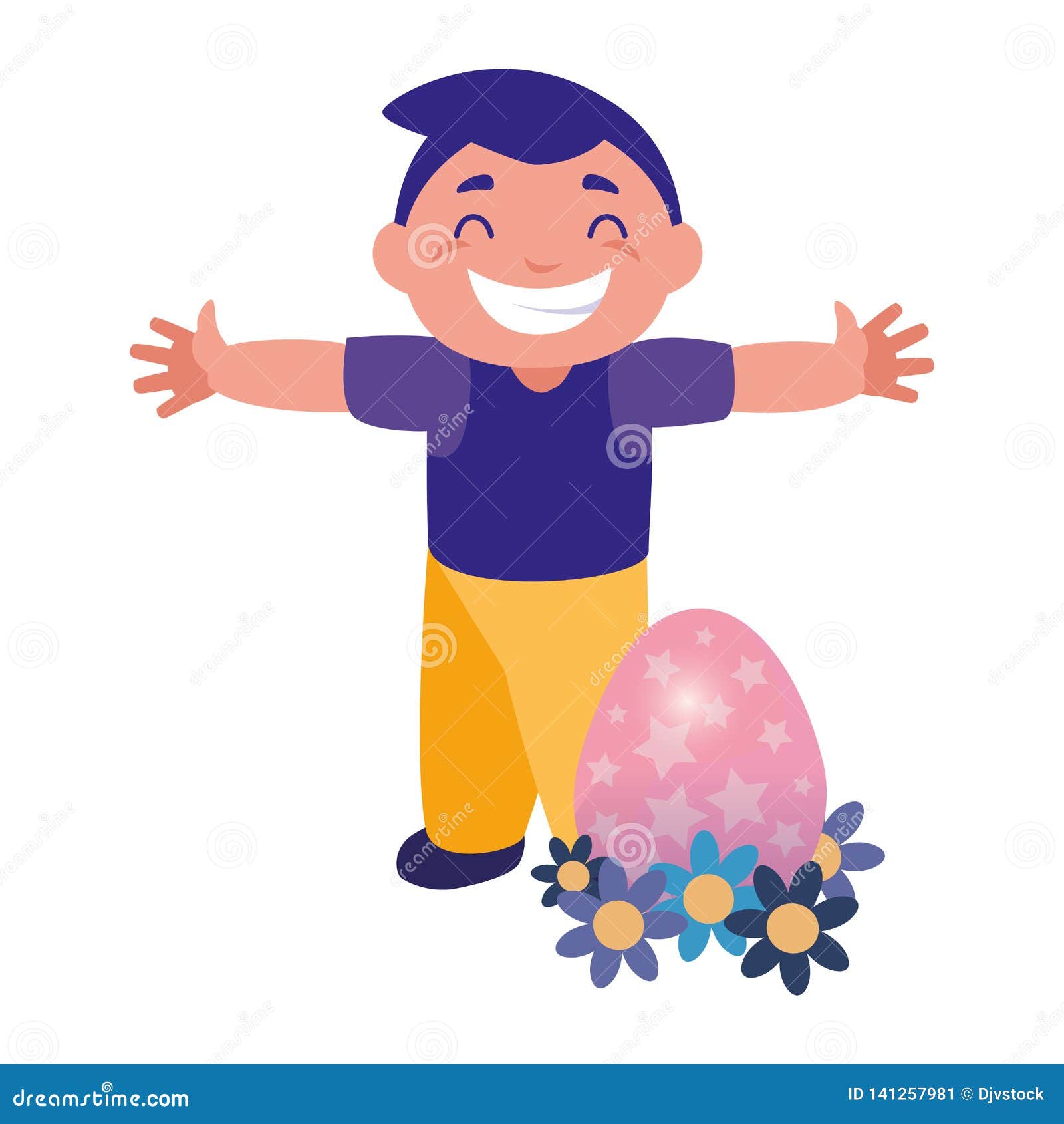Boy with easter eggs stock vector. Illustration of portrait - 141257981