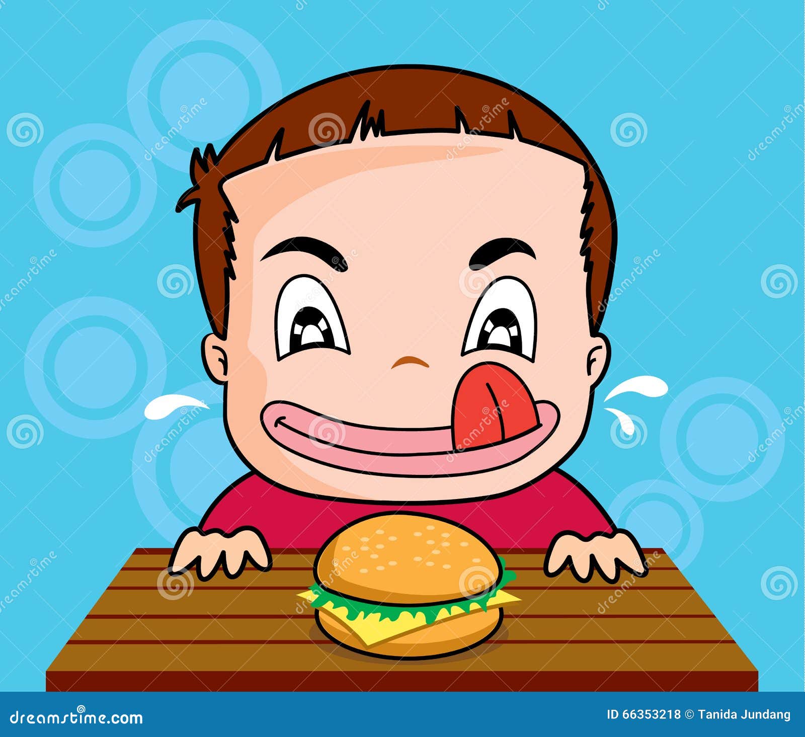 Boy eat burger stock vector. Illustration of burger, cartoon - 66353218