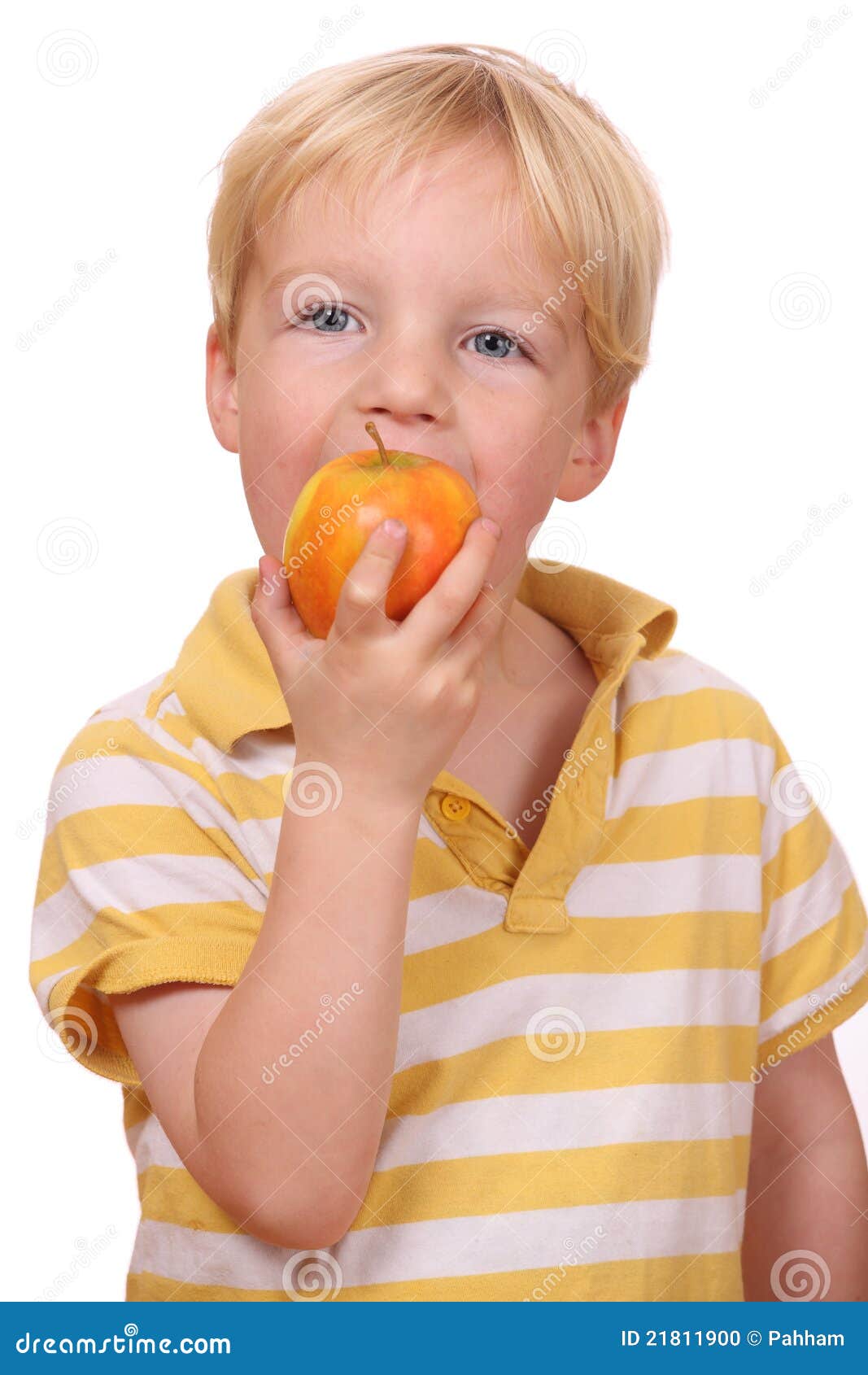 Boy eating apple stock photo. Image of background, expressions - 21811900
