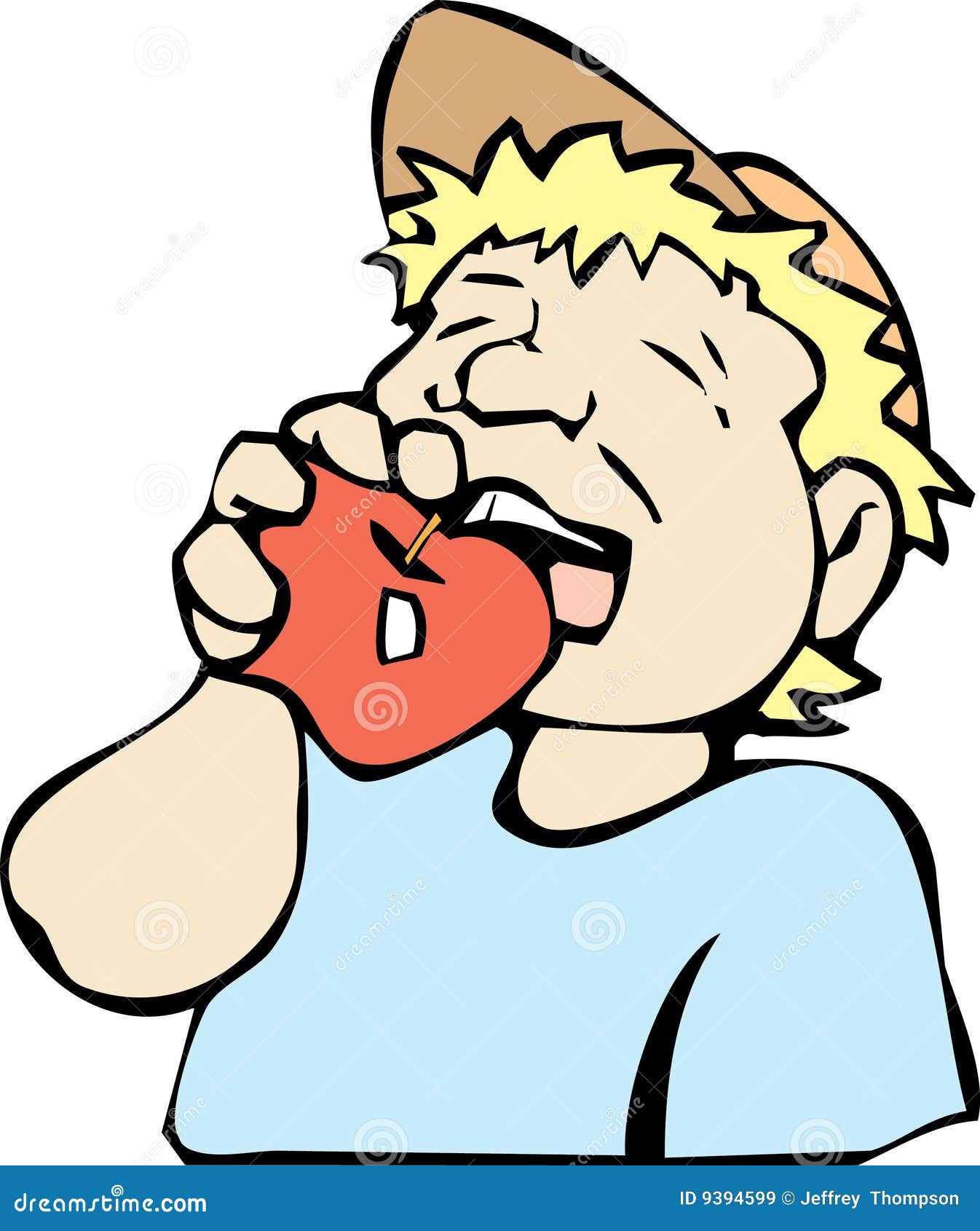 Boy Eating Apple stock vector. Illustration of hungry - 9394599
