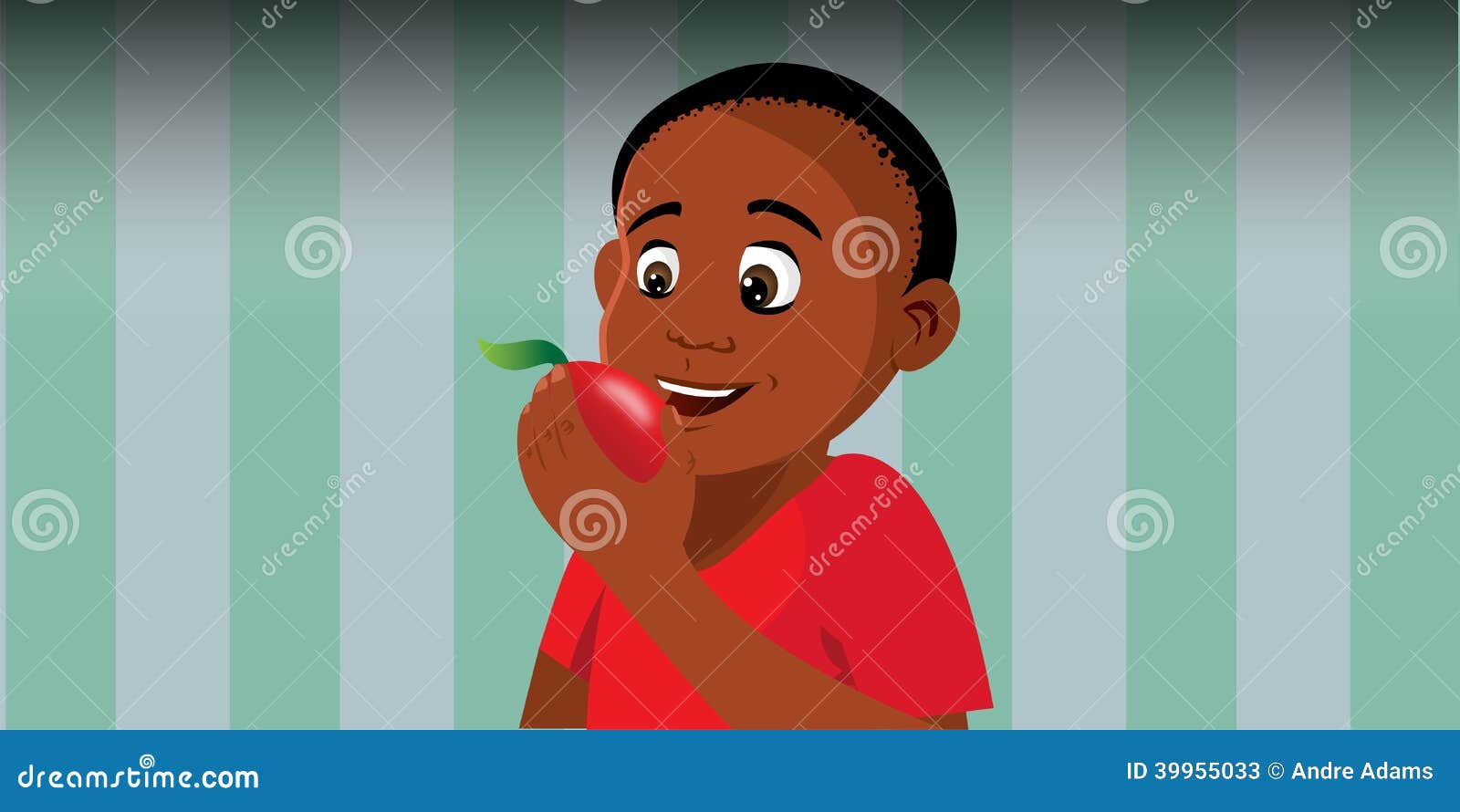 Boy eating apple stock vector. Illustration of juicy - 39955033