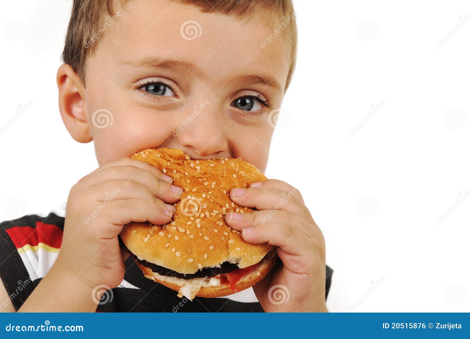 Boy eating burger stock photo. Image of cheerful, isolated - 20515876