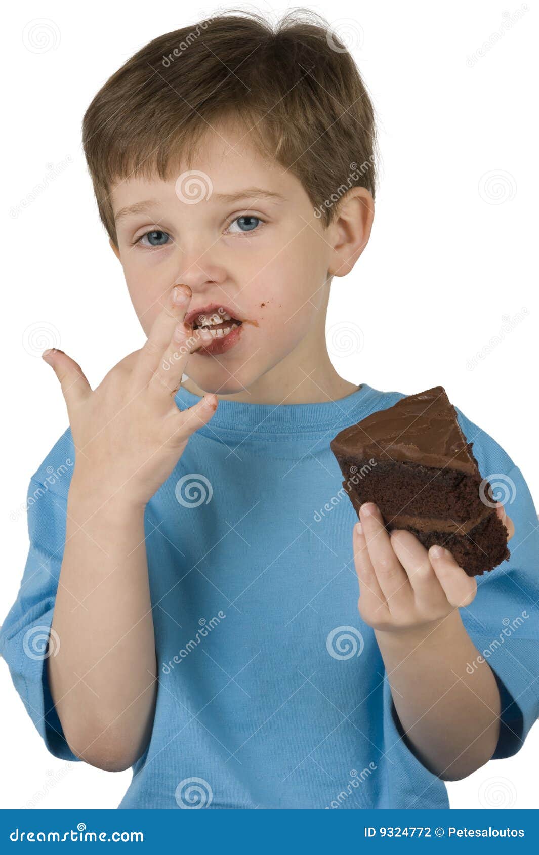 Boy Eating Cake stock photo. Image of indulgence, isolated - 9324772