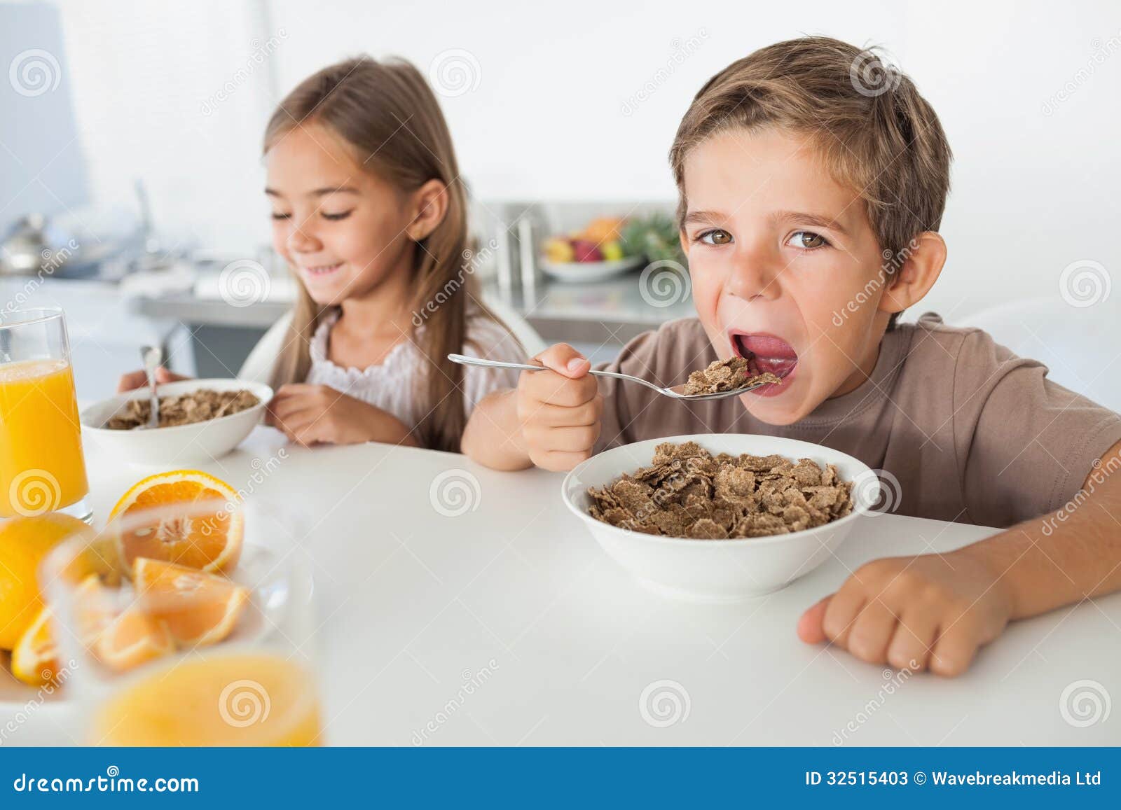 Kids Eating Cereal