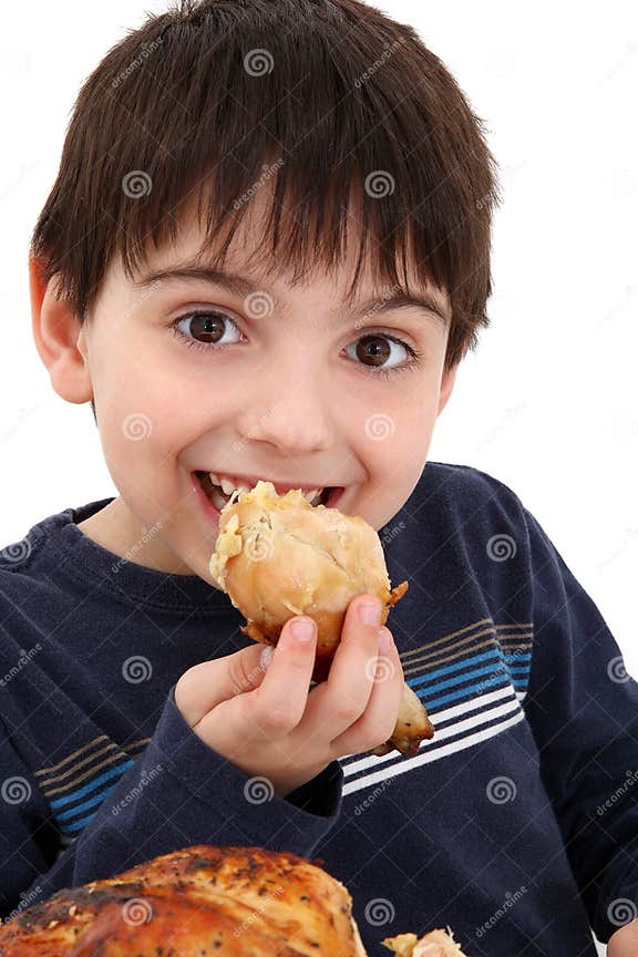 Boy Eating Chicken stock image. Image of happy, child - 8669425