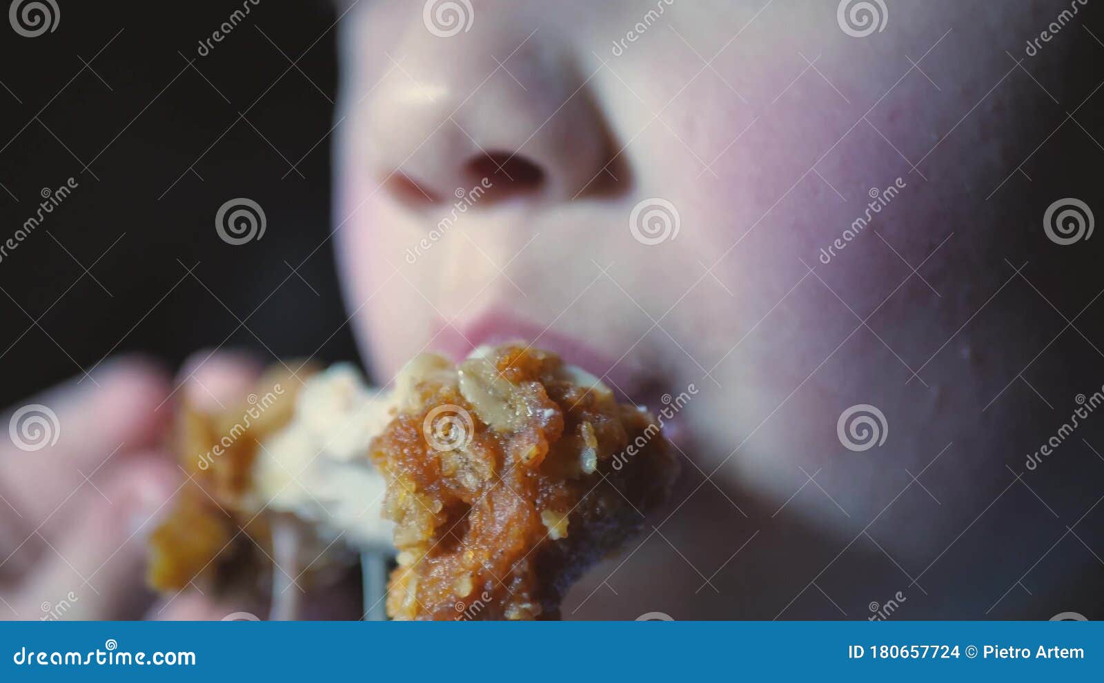 Boy Eating Chicken Drumsticks Closeup Stock Footage - Video of brown ...
