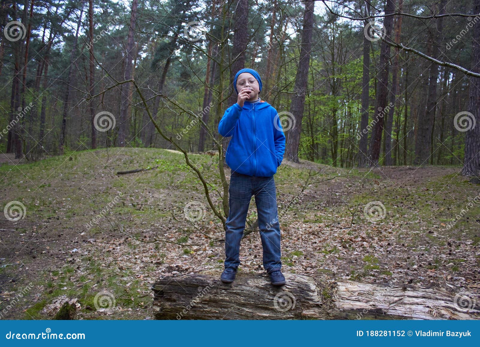 Boy Eating Chocolate in the Forest,child Alone in the Woods Eats ...