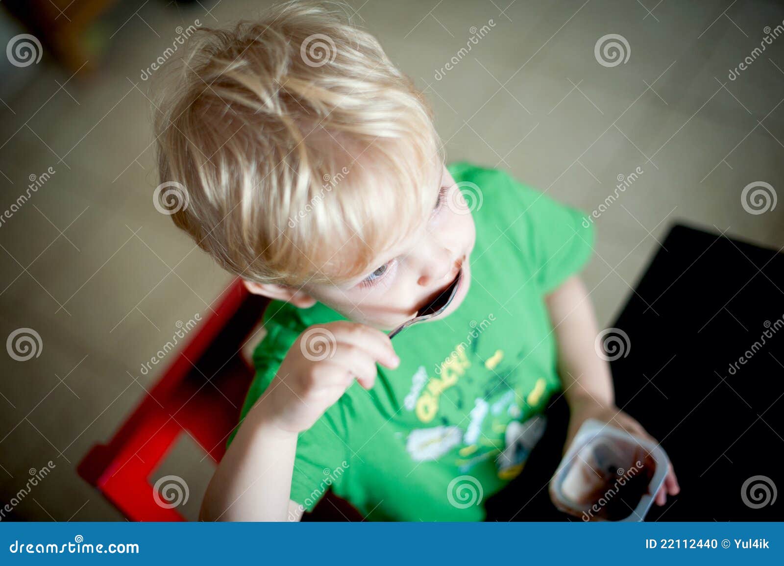Boy Eating Chocolate Pudding Stock Photo - Image of meal, chocolate ...