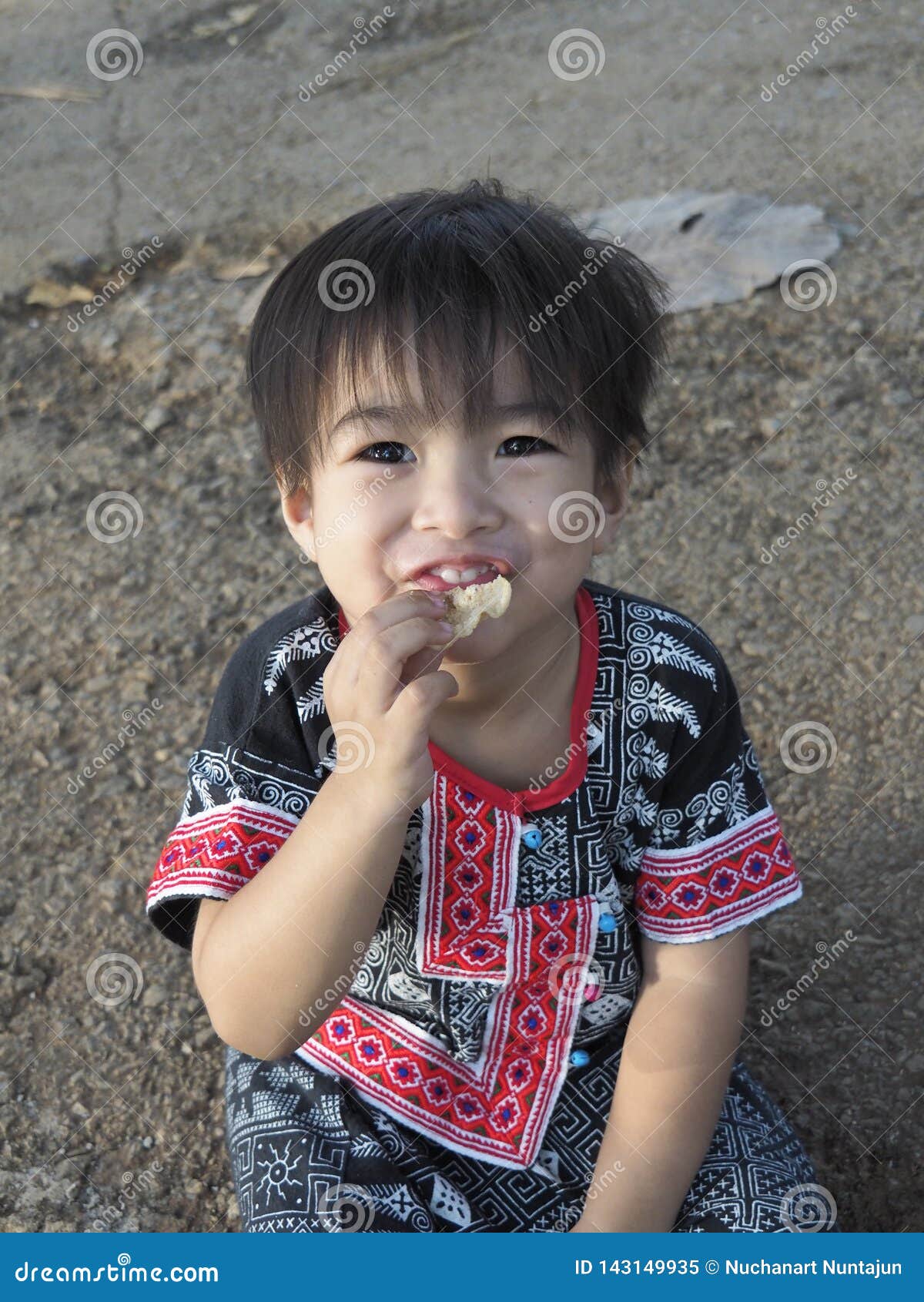 The Boy is Eating a Crispy Snack. Stock Image - Image of happy, baby ...