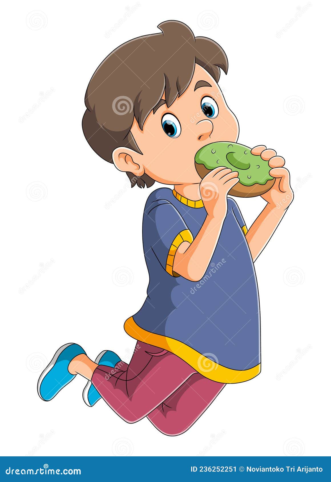 Eating Donut Illustration Cartoon Vector | CartoonDealer.com #119660917