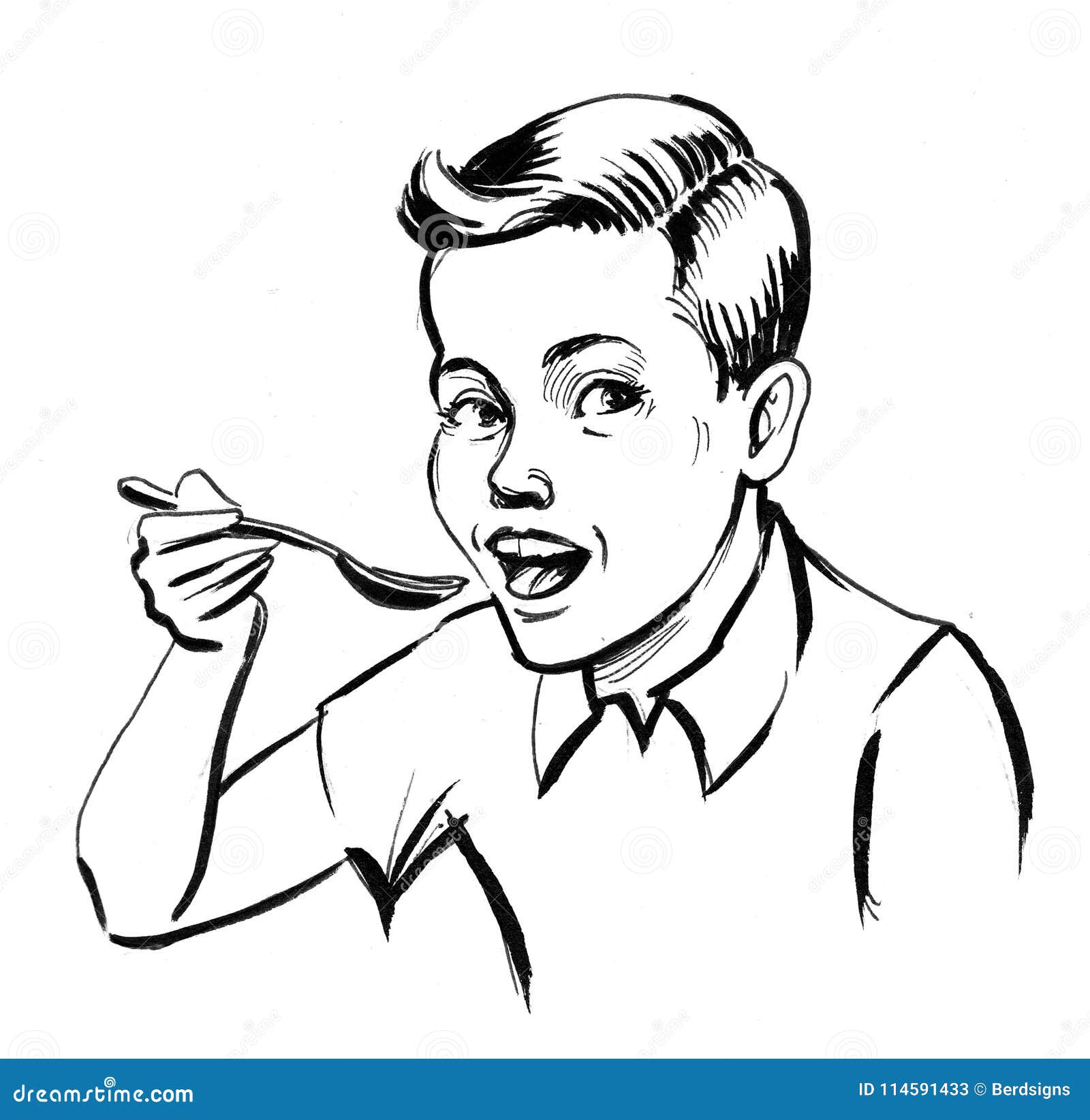 Boy eating stock illustration. Illustration of breakfast - 114591433