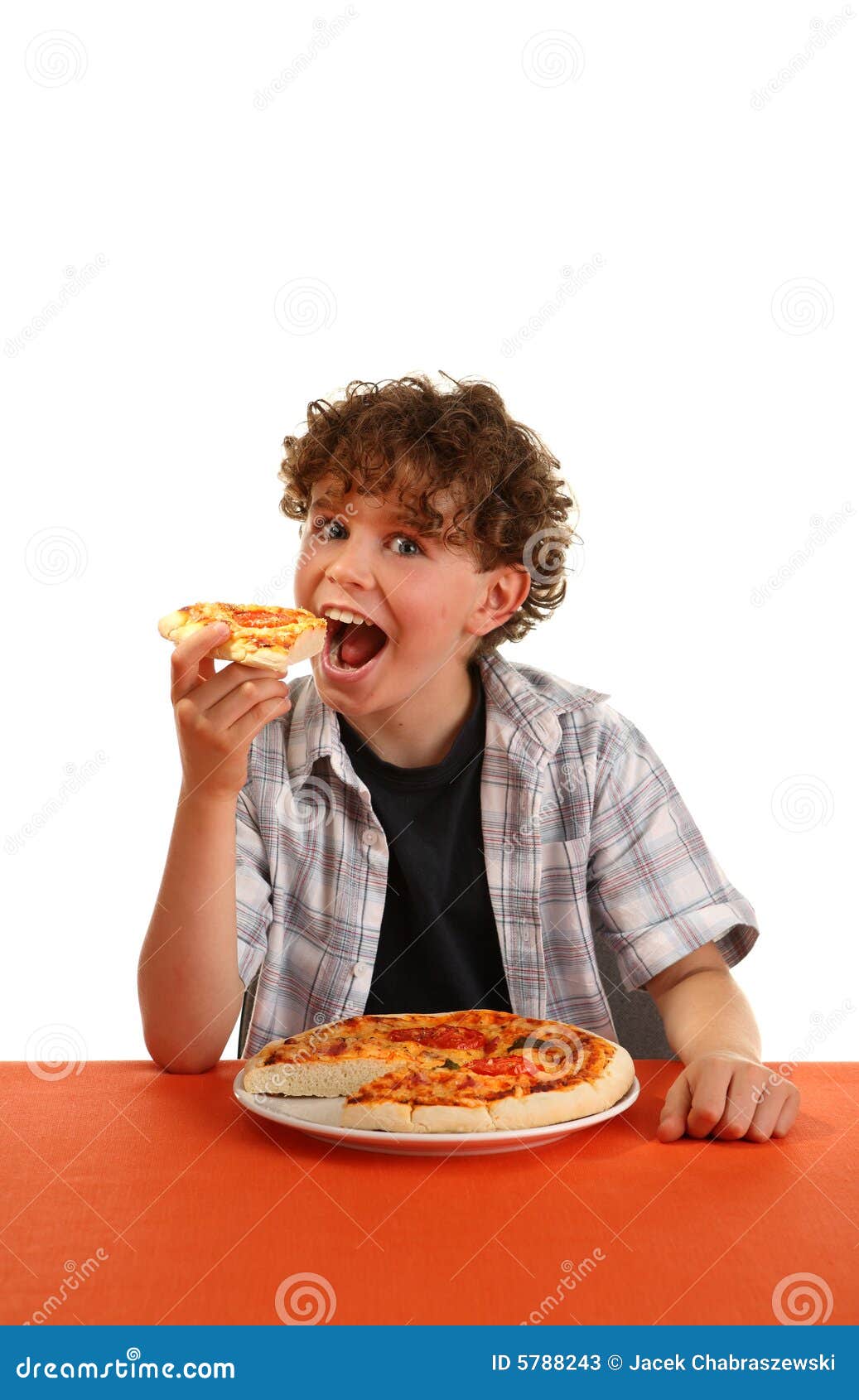 Boy eating pizza stock image. Image of people, lunch, hunger - 5788243