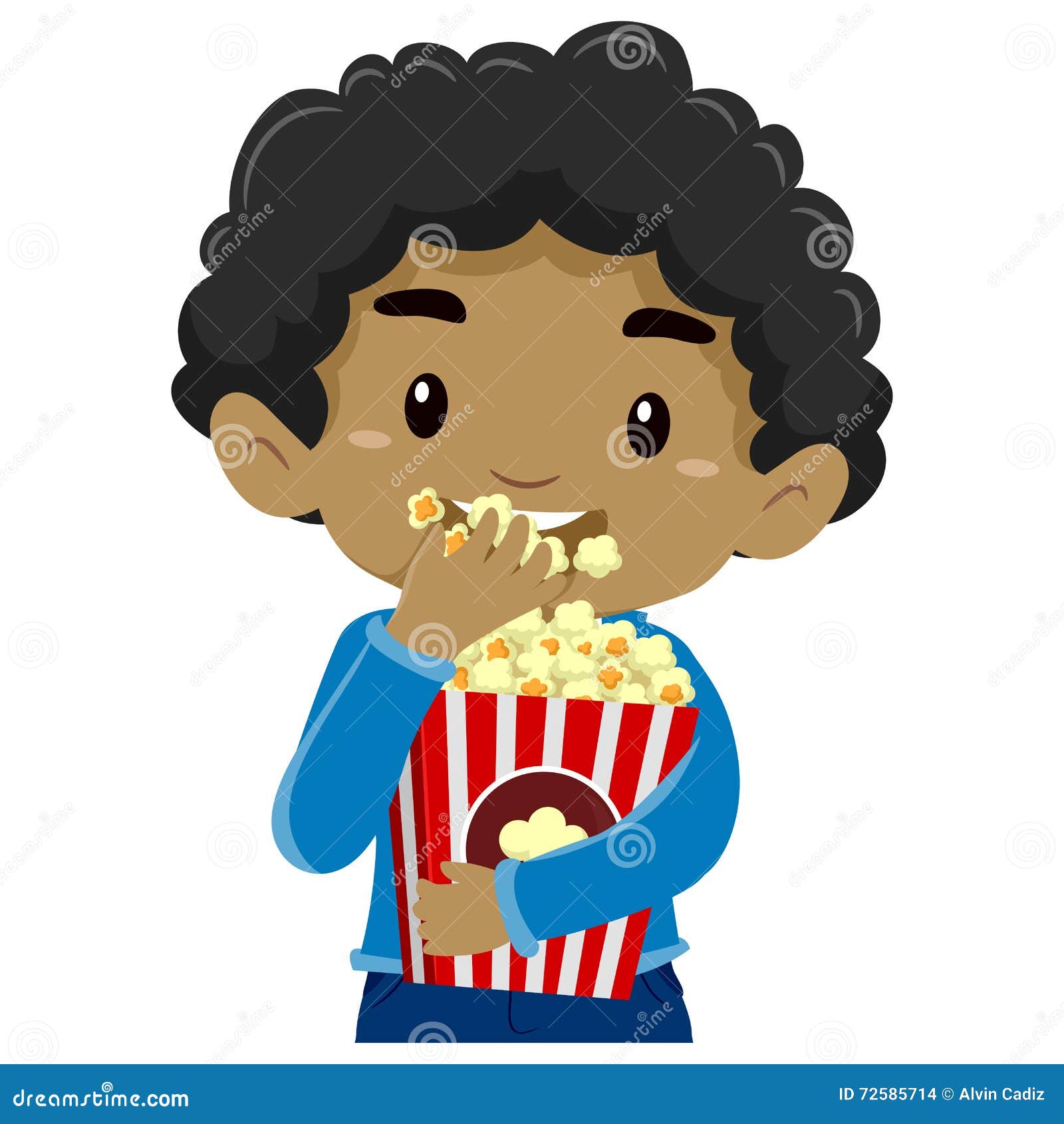 Boy Eating Popcorn stock vector. Illustration of cheerful - 72585714