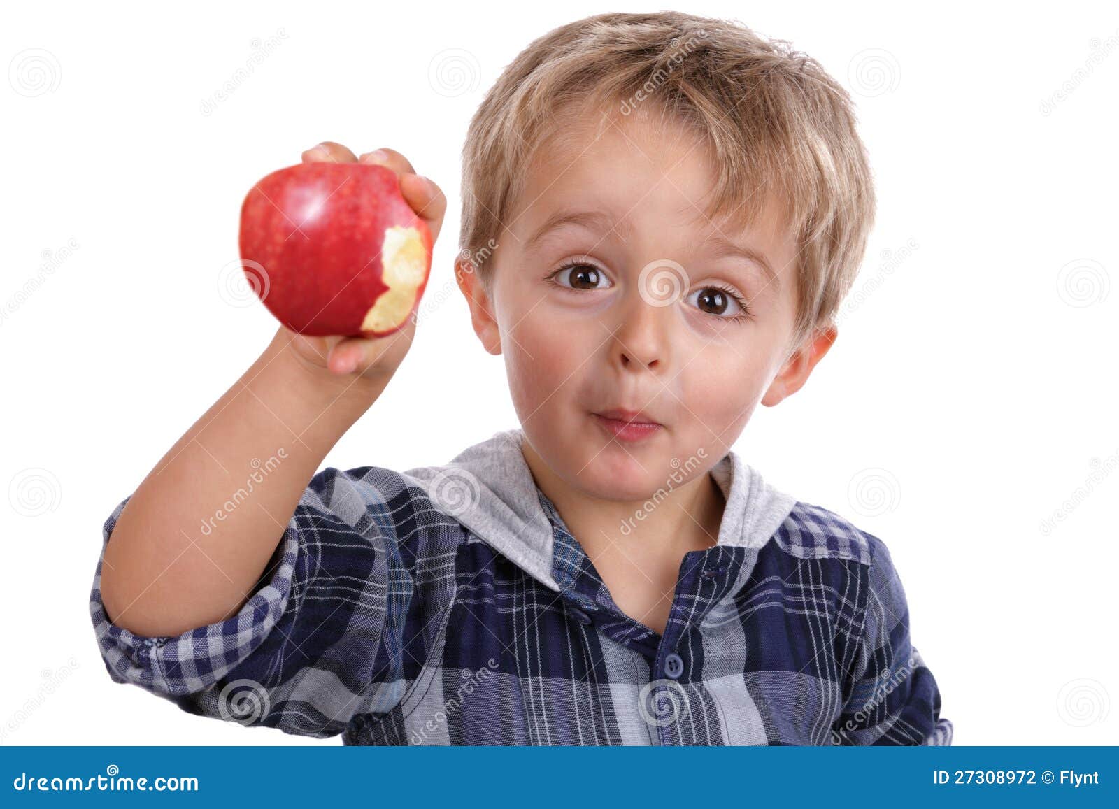 Boy eating a red apple stock photo. Image of eating, isolated - 27308972