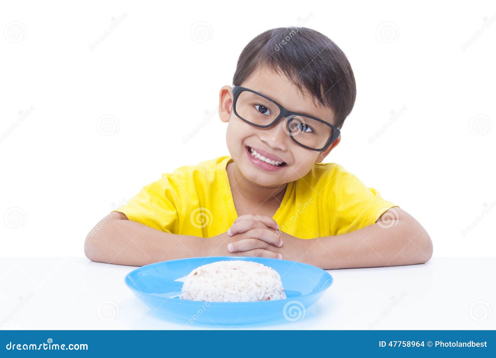 Boy eating rice stock photo. Image of care, child, caucasian - 47758964