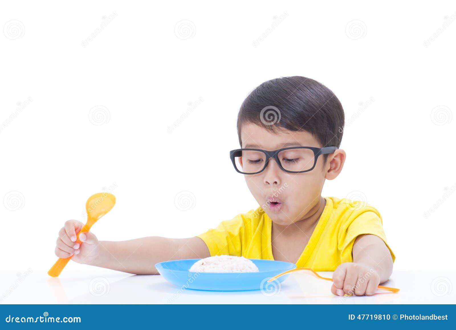 Boy eating rice. stock photo. Image of rock, food, asia - 47719810