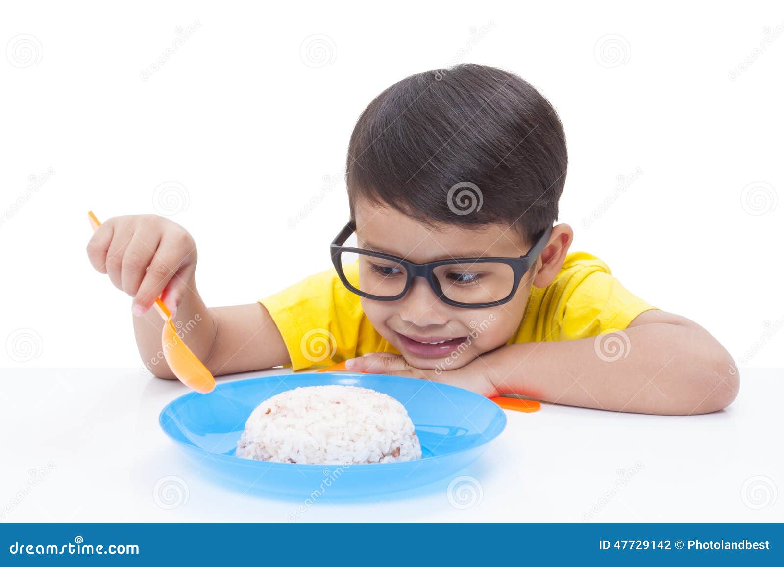Boy eating rice. stock photo. Image of thai, food, delicious - 47729142