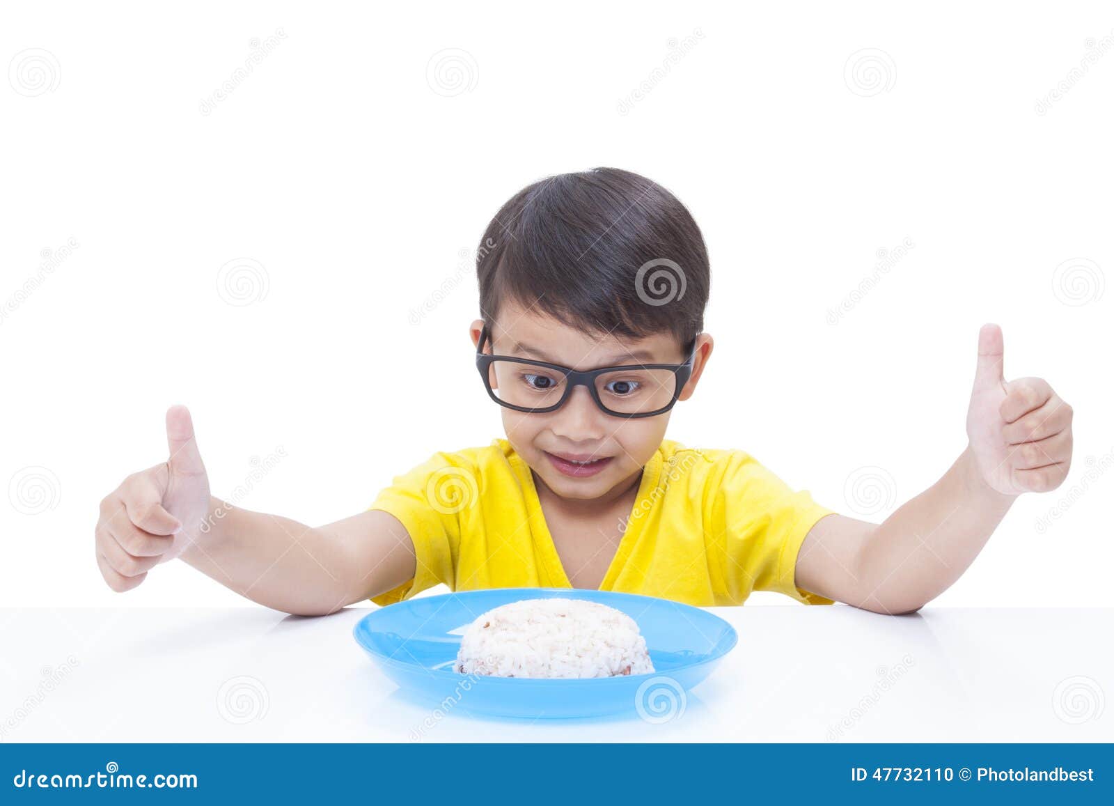 Boy eating rice. stock photo. Image of plant, thai, hood - 47732110