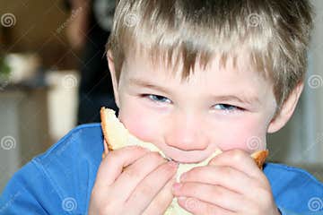 Boy Eating a Sandwich stock photo. Image of lunch, sandwich - 1948888