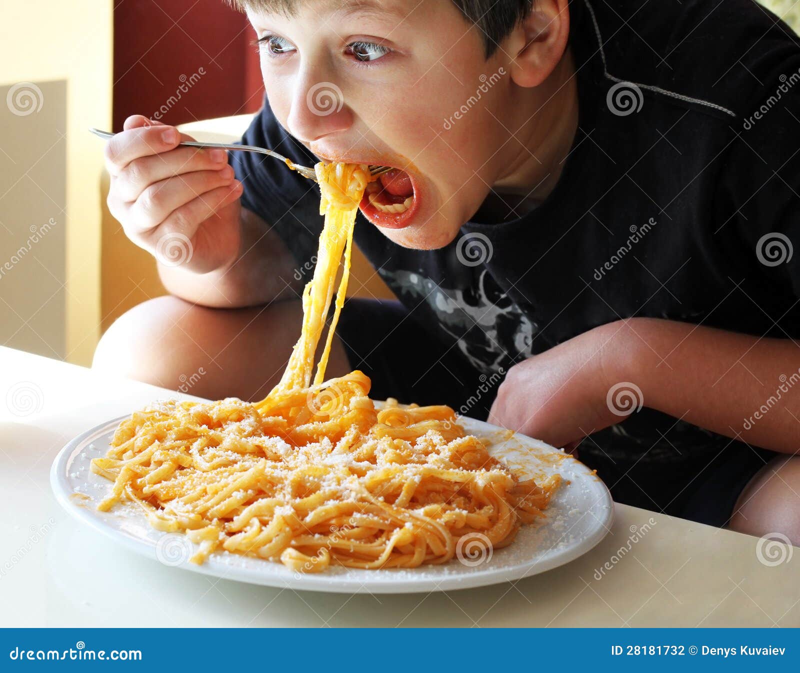 Boy eating spaghetti stock photo. Image of gift, baby - 28181732