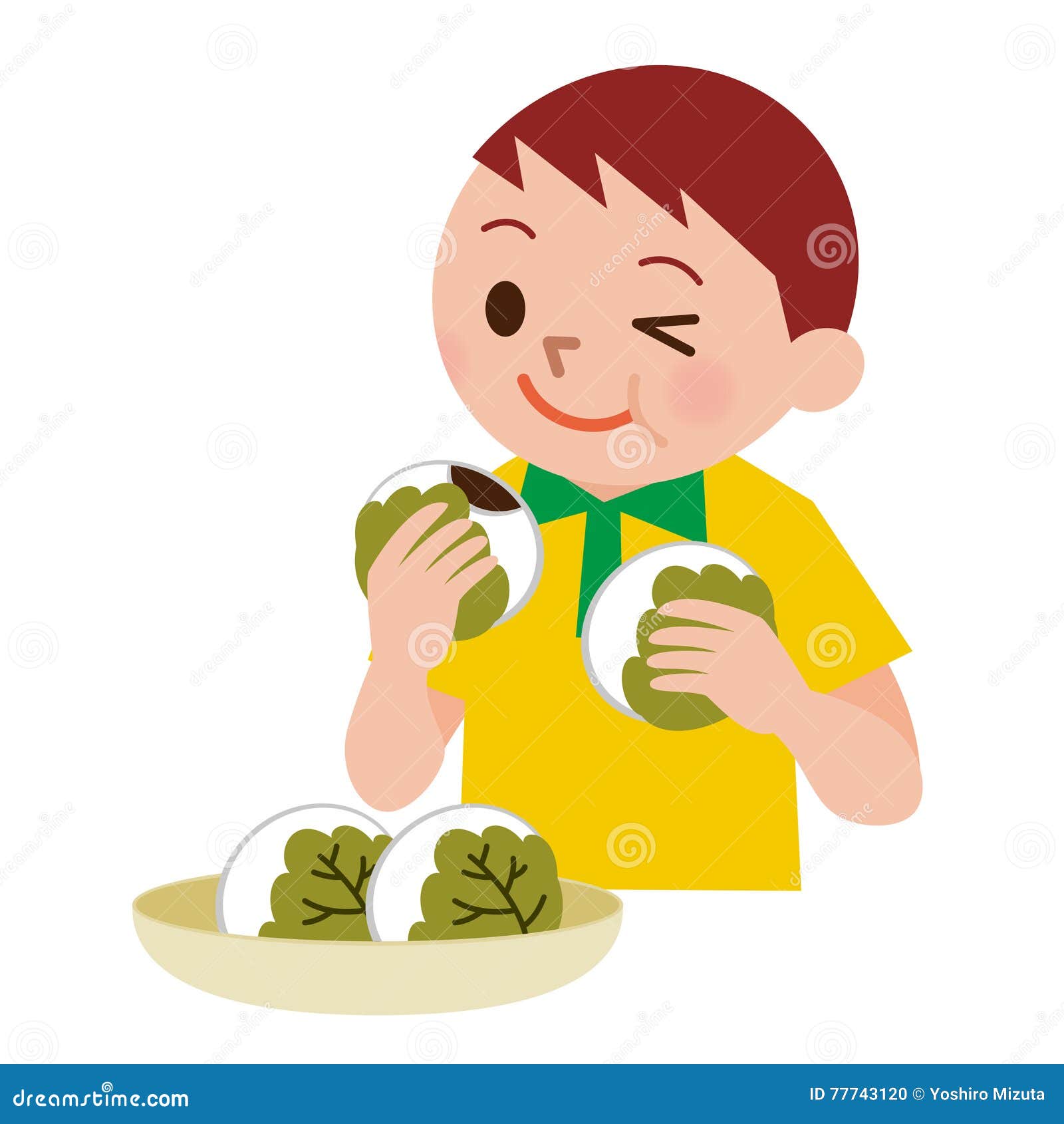 Boy eating sweets stock vector. Illustration of cake - 77743120