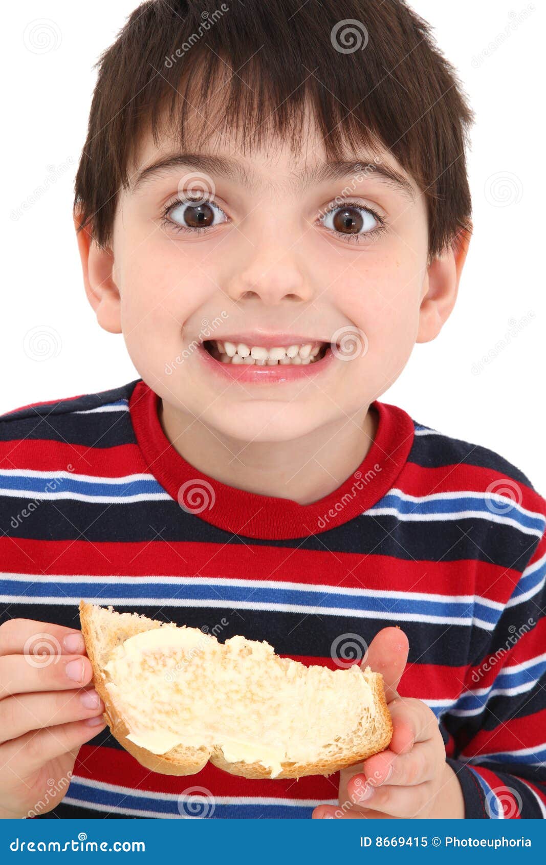 Boy Eating Toast and Butter Stock Image - Image of margarine, face: 8669415