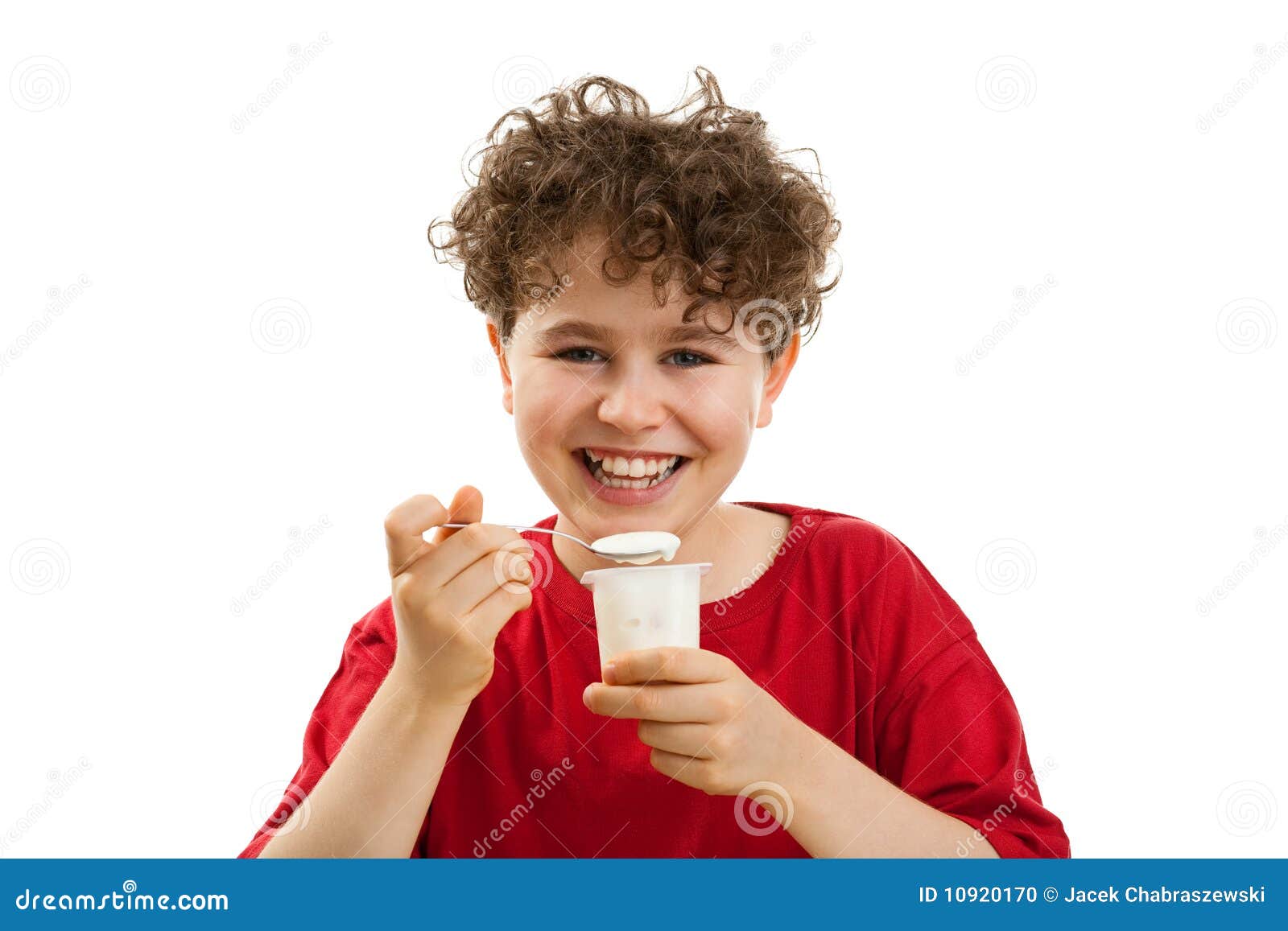 Boy eating yogurt stock photo. Image of healthy, breakfast - 10920170