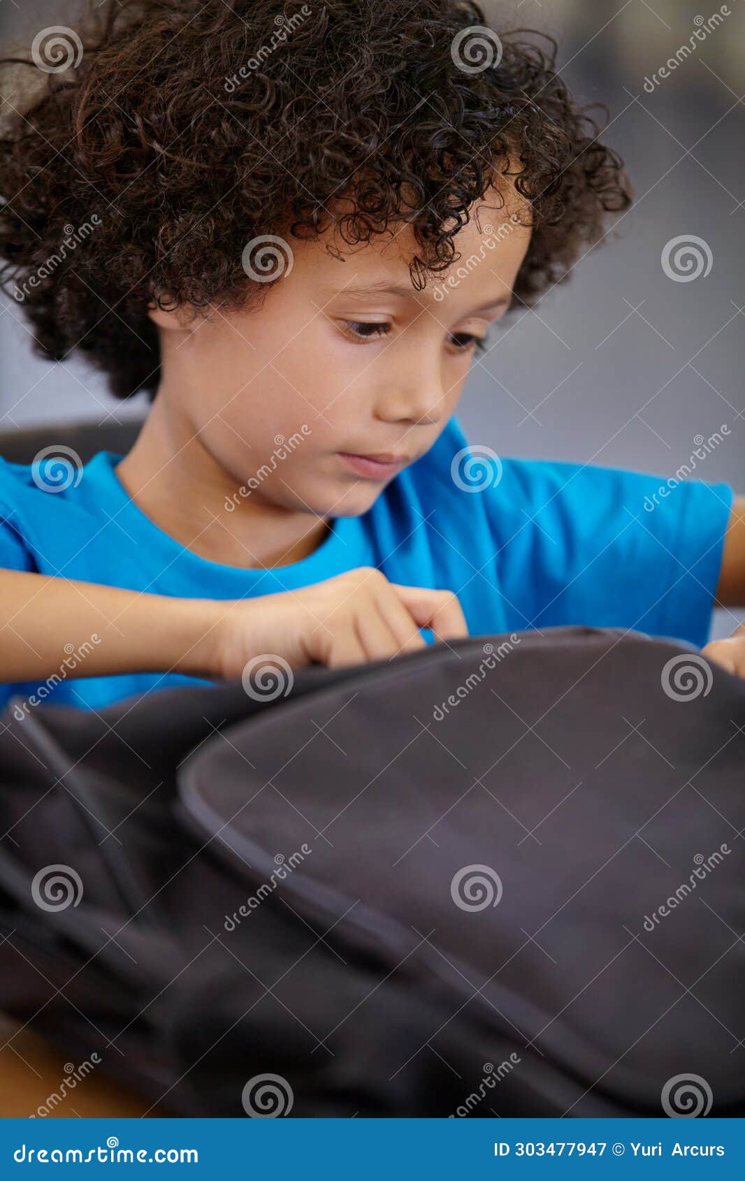 Boy, Education and School Bag in a Classroom, Student and Searching ...