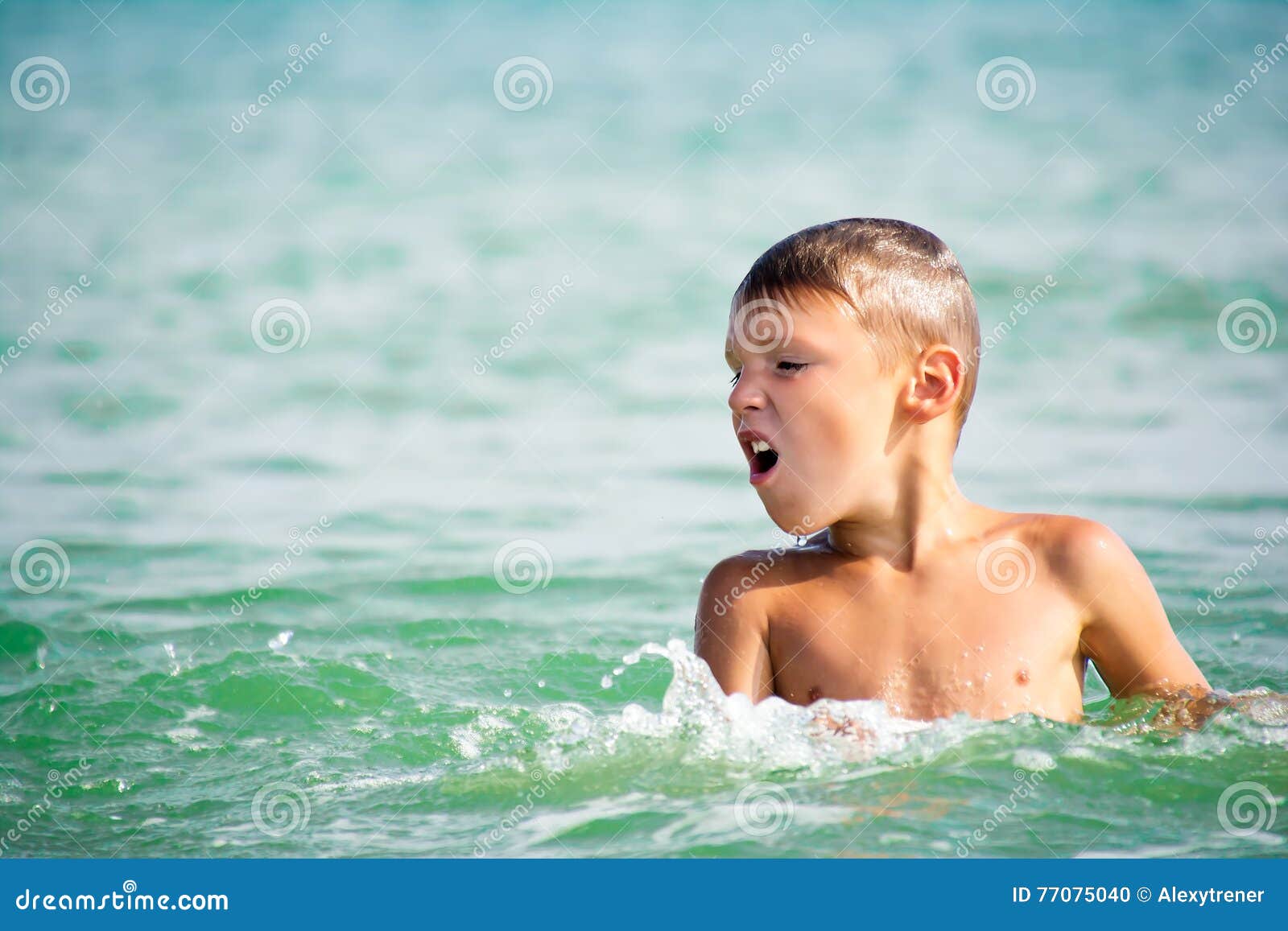 Boy Emerging from the Sea Water Stock Photo - Image of ethnicity ...