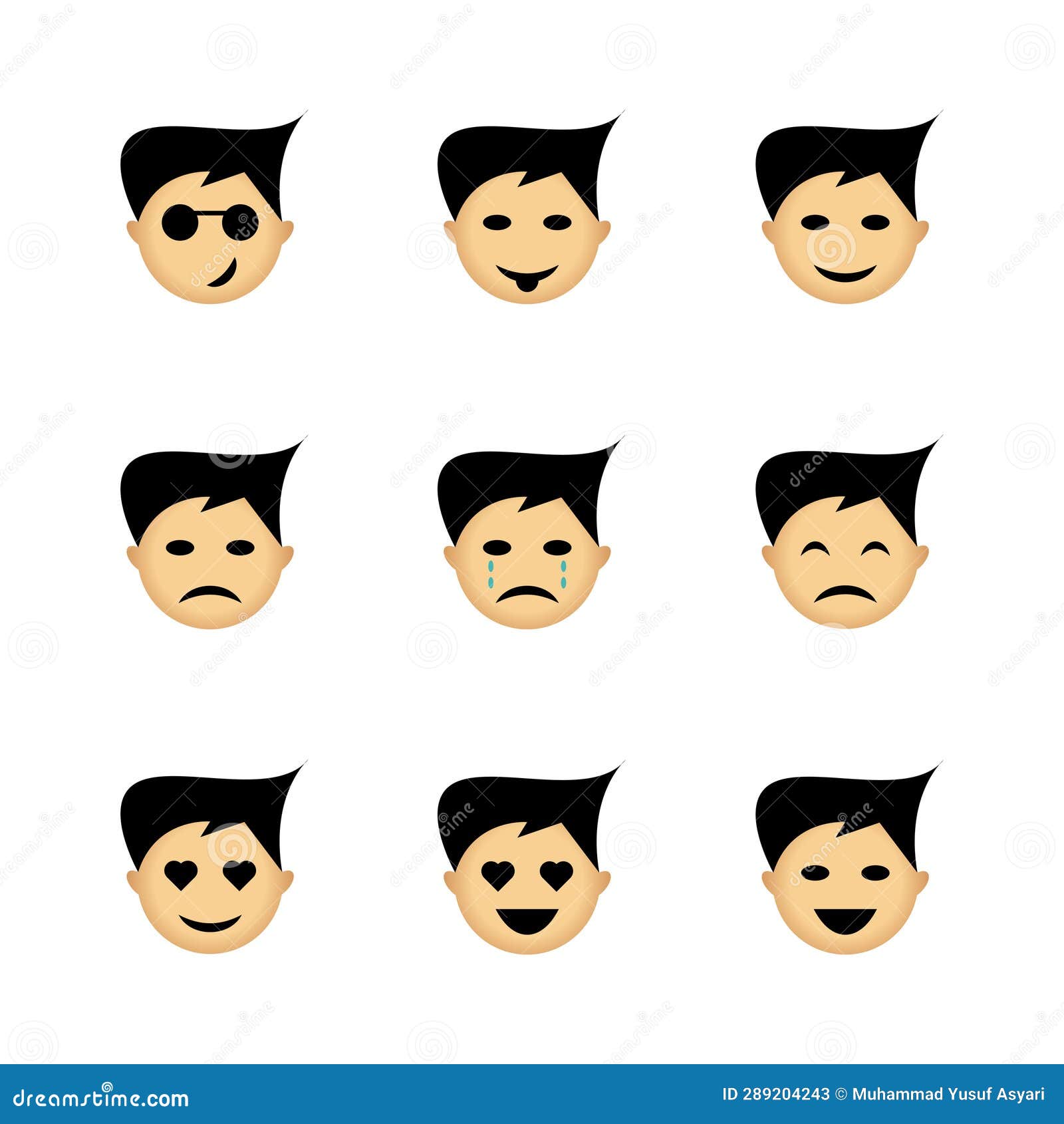 Simple Boy Emoticons stock vector. Illustration of person - 289204243