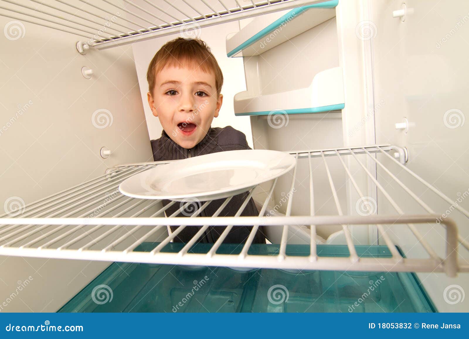 Boy And Empty Refrigerator Stock Photography | CartoonDealer.com #18362396