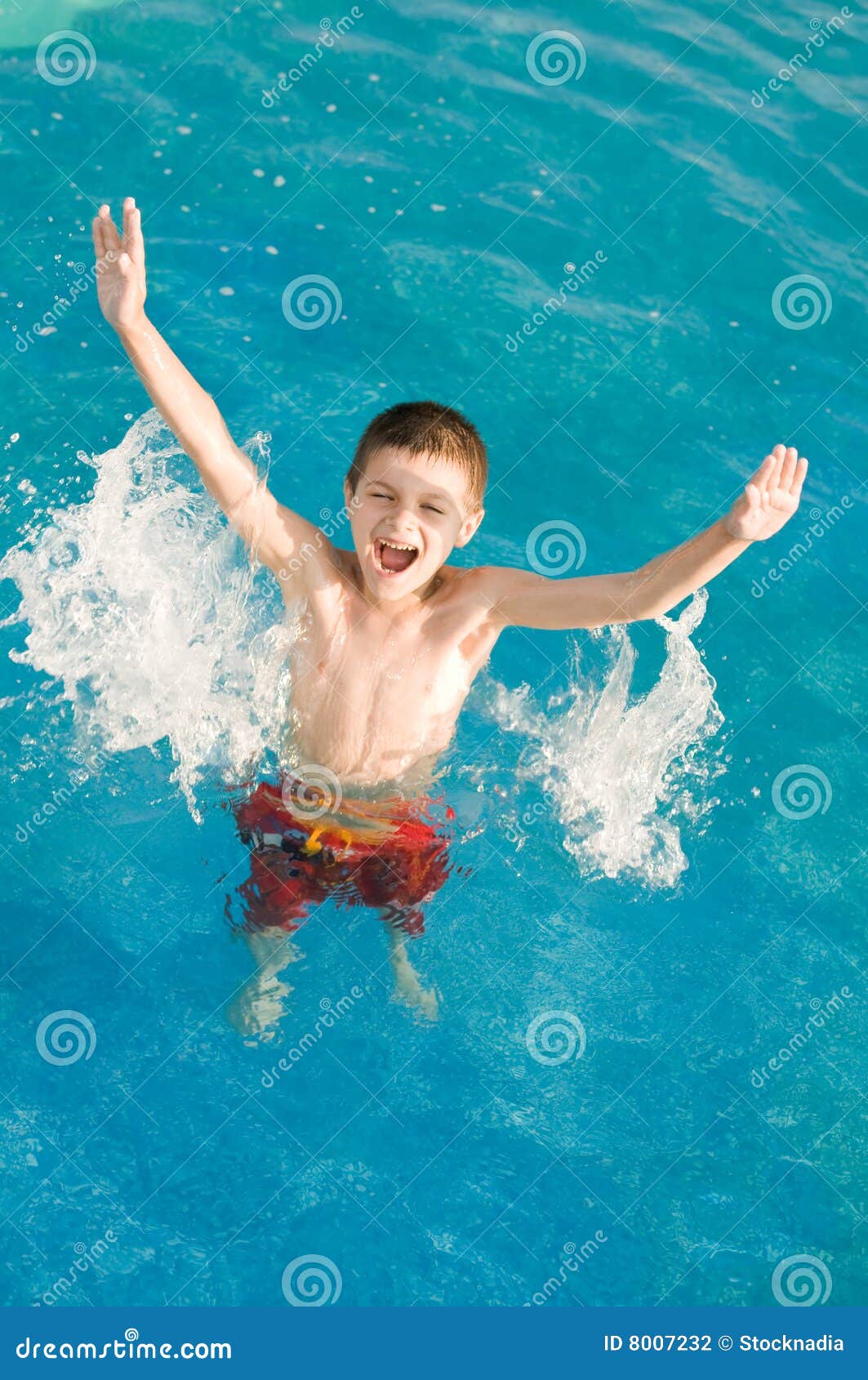 Boy enjoy in the pool stock photo. Image of caucasian - 8007232