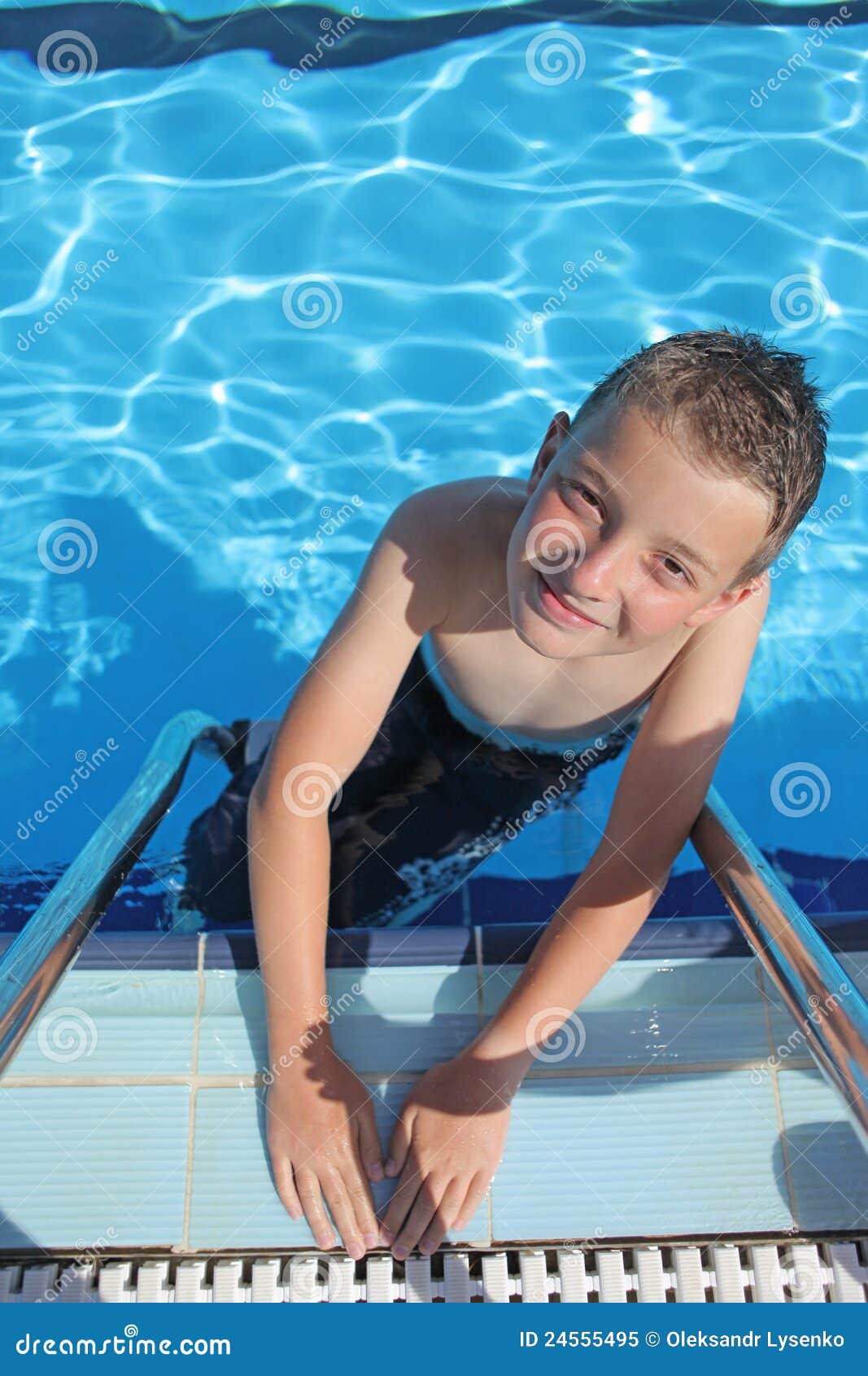 Boy Enjoying a Dip in the Pool Stock Image - Image of relax, sport ...