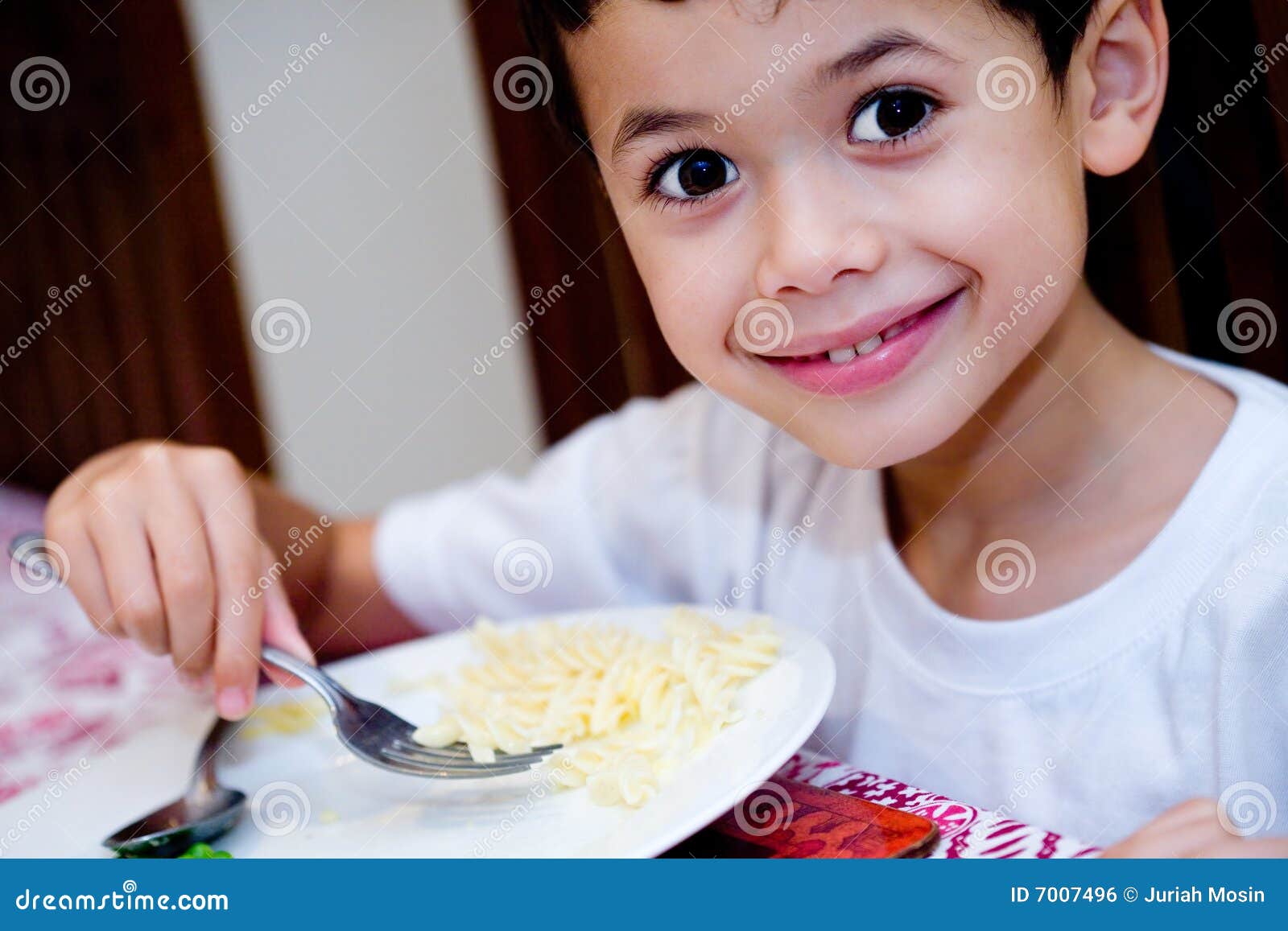 Boy Enjoying Plate of Pasta Stock Photo - Image of grow, independant ...
