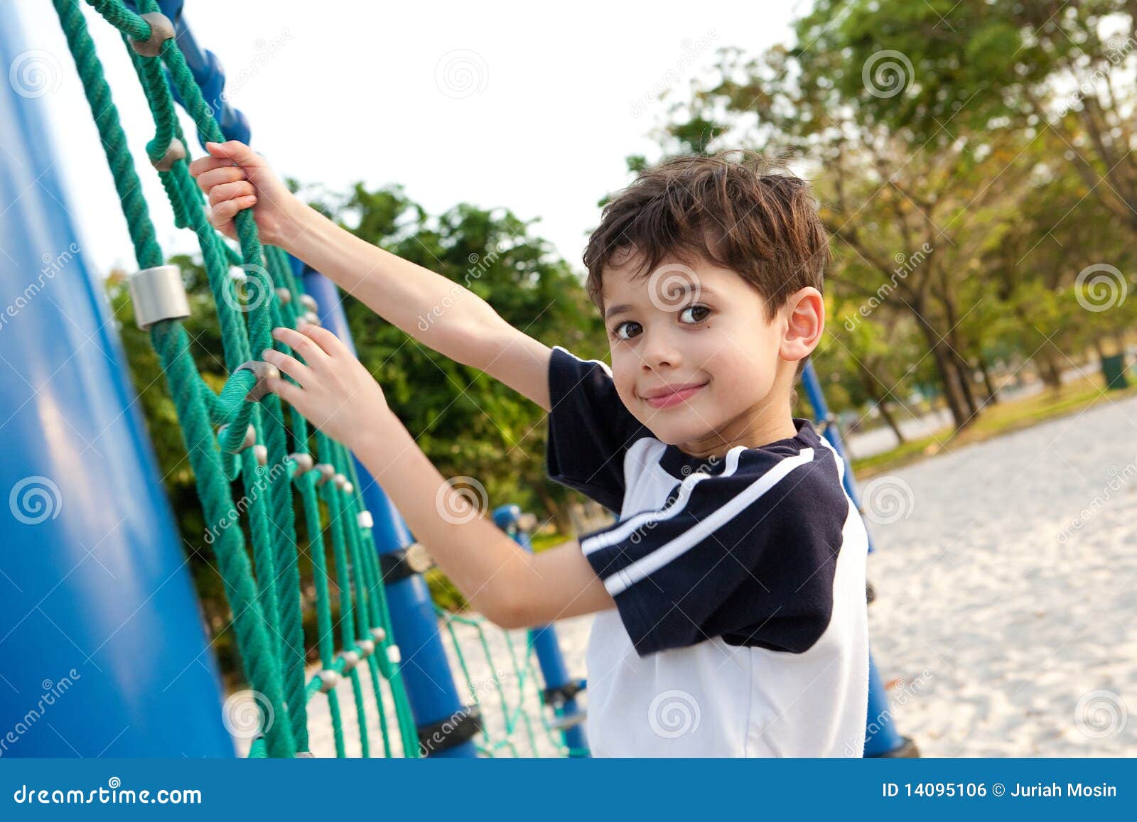 Boy Enjoying the Playground Climbing Activity. Stock Photo - Image of ...