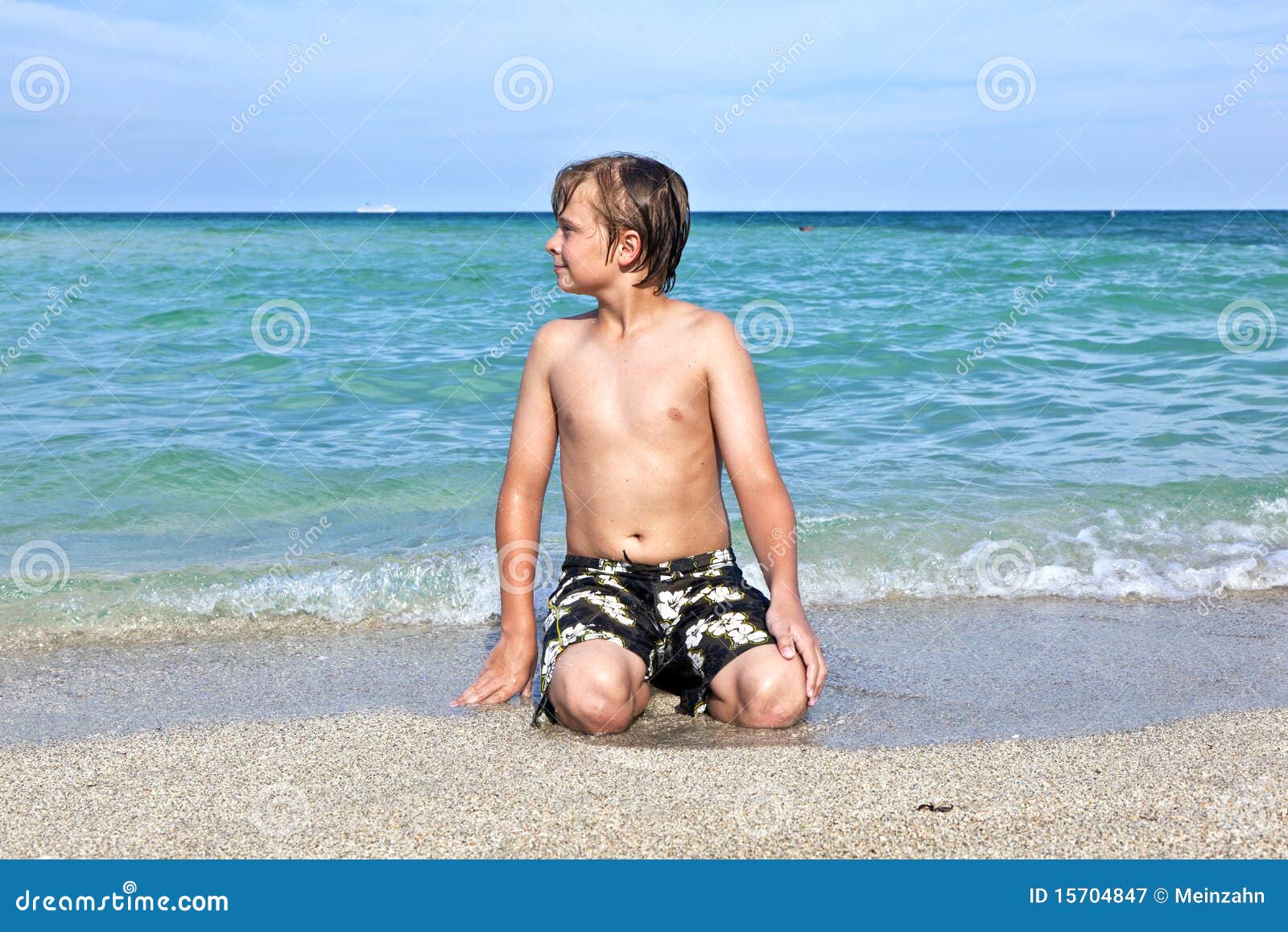 Boy Enjoys the Clear Water in the Ocean Stock Image - Image of enjoying ...