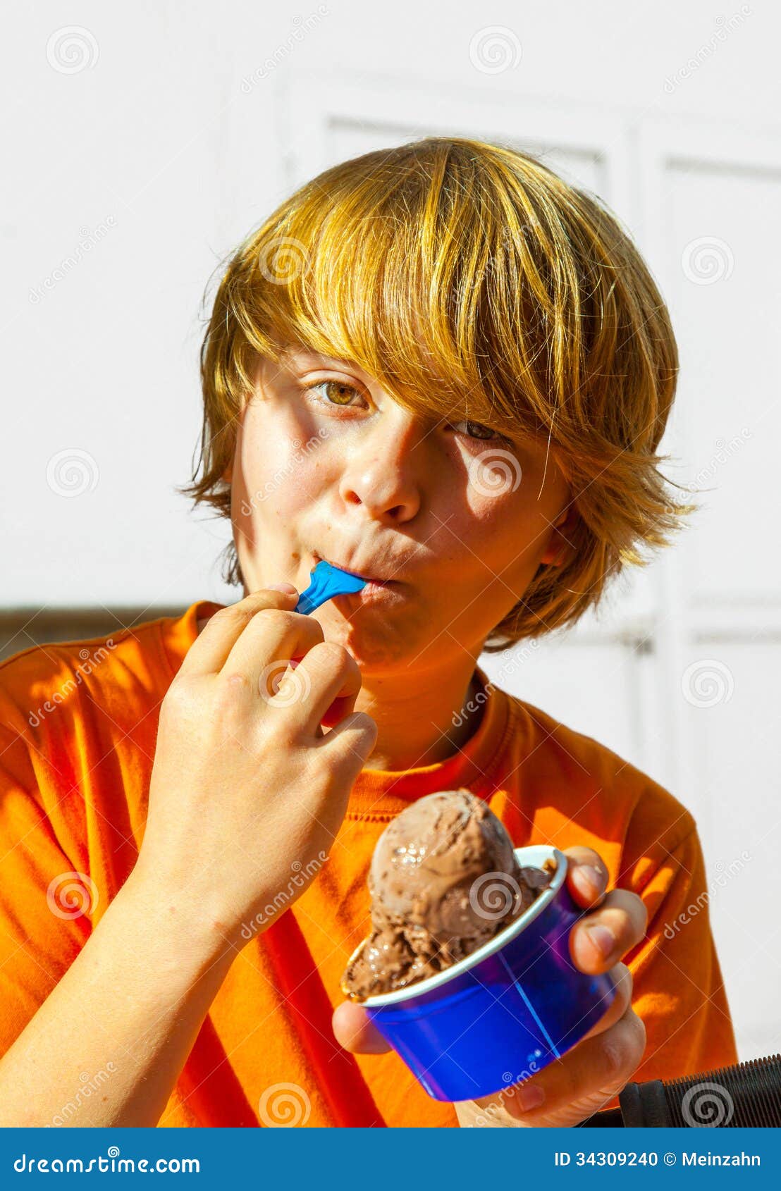Boy enjoys icecream stock photo. Image of food, portrait - 34309240