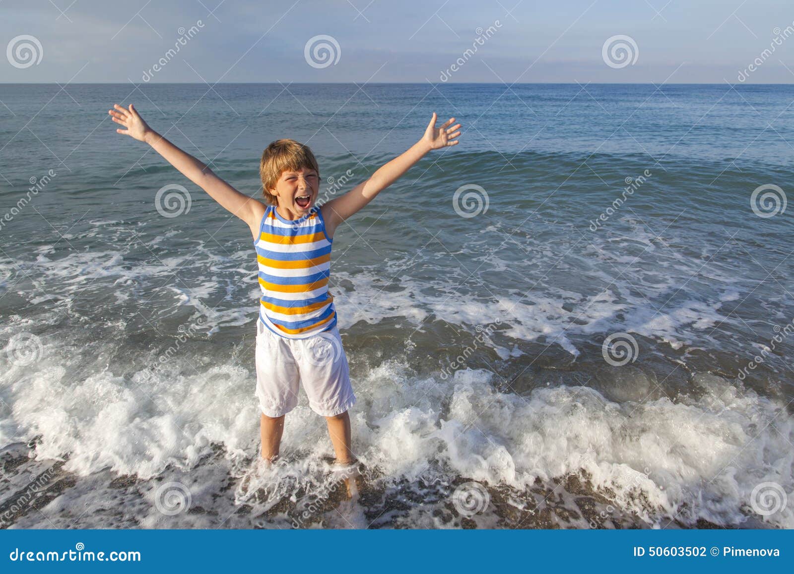 Boy enjoys the sea stock photo. Image of male, outdoor - 50603502