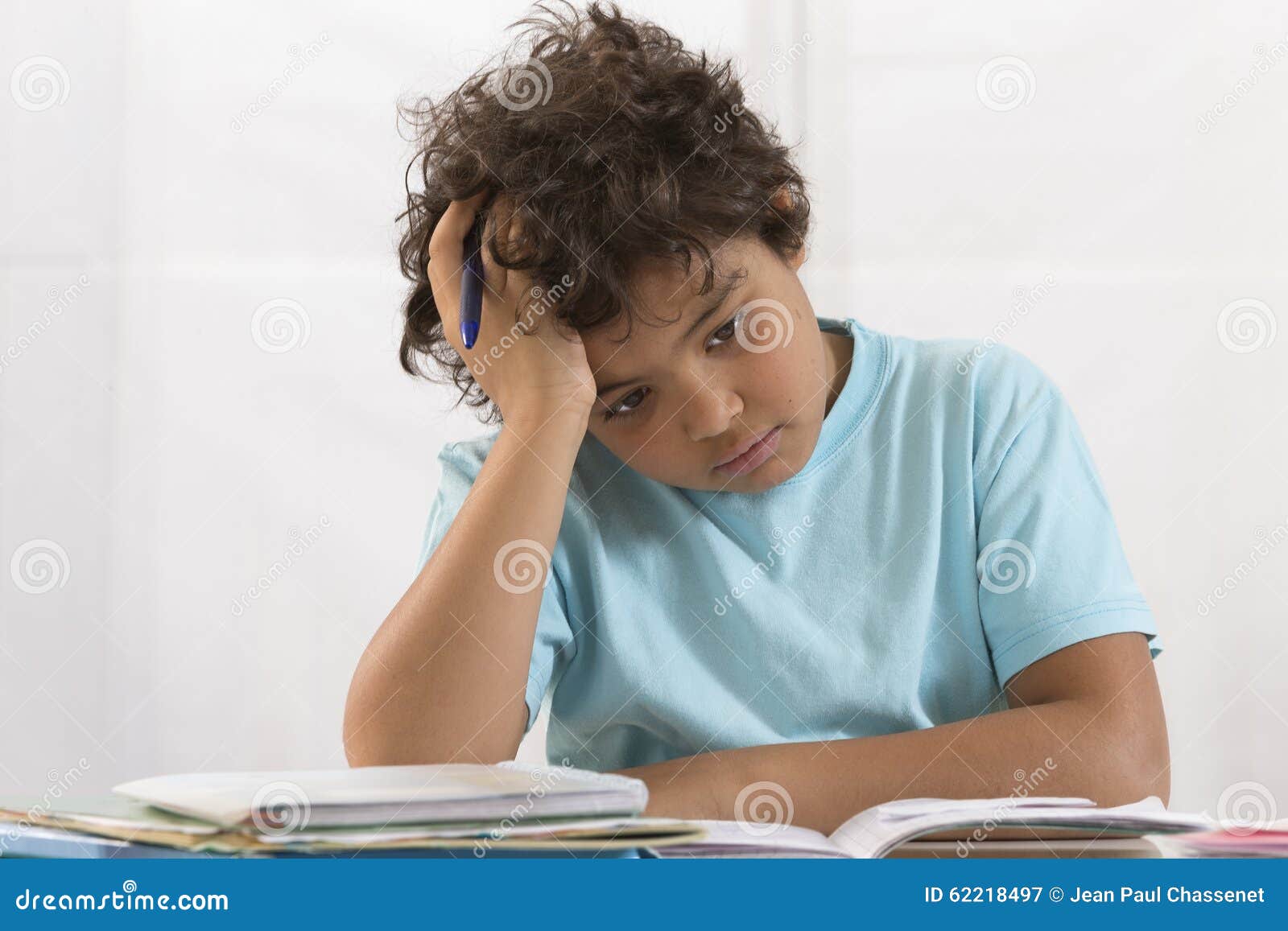 Boy Exasperated with His Homework Stock Image - Image of depression ...