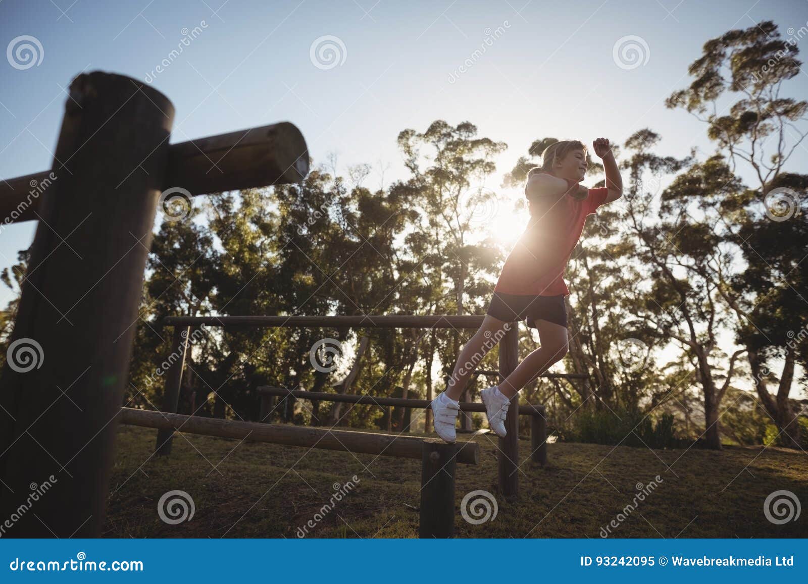 Boy Exercising on Obstacle during Obstacle Course Stock Image - Image ...