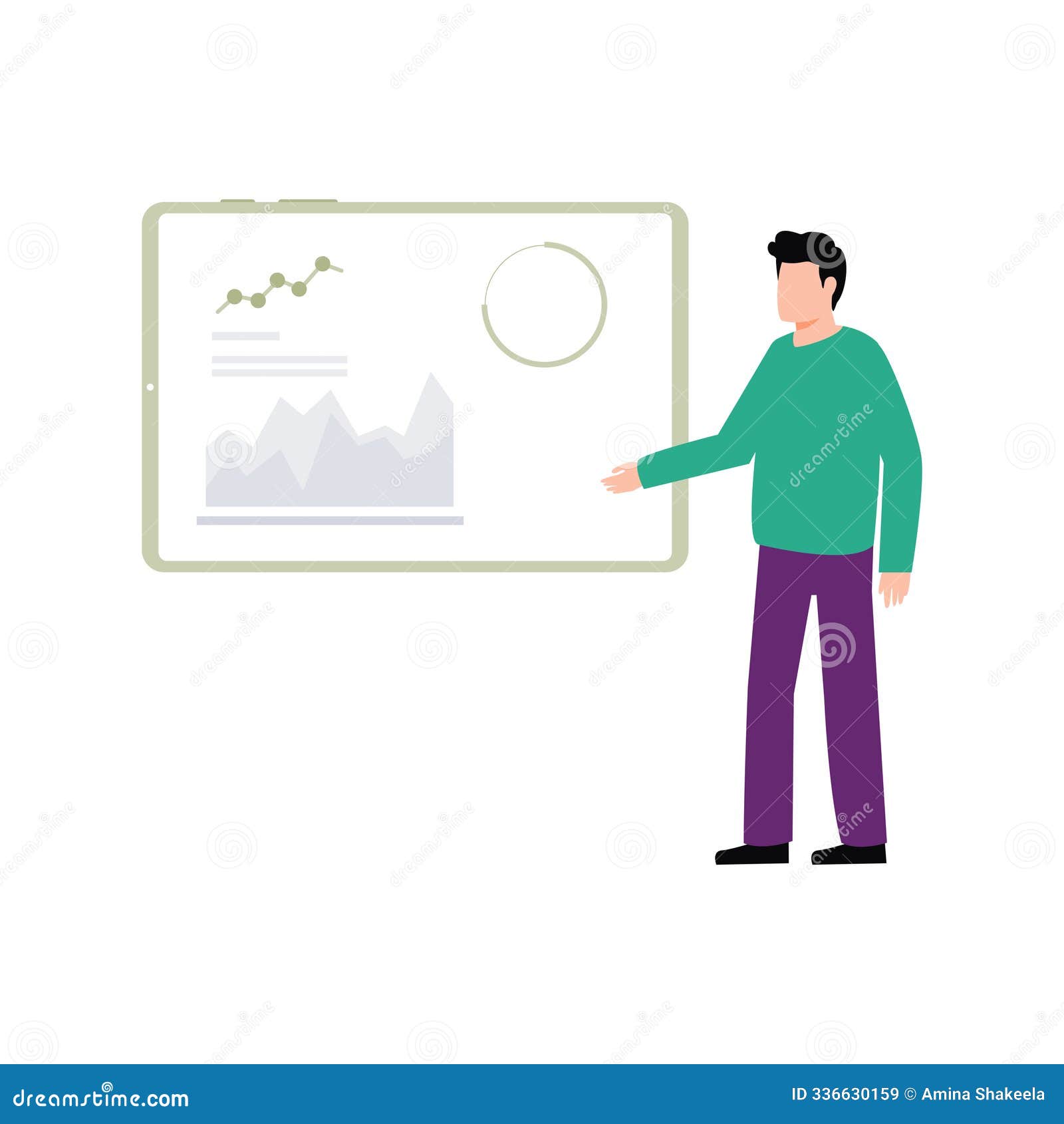 Boy is Explaining about Analytical Business Graphs Stock Illustration ...